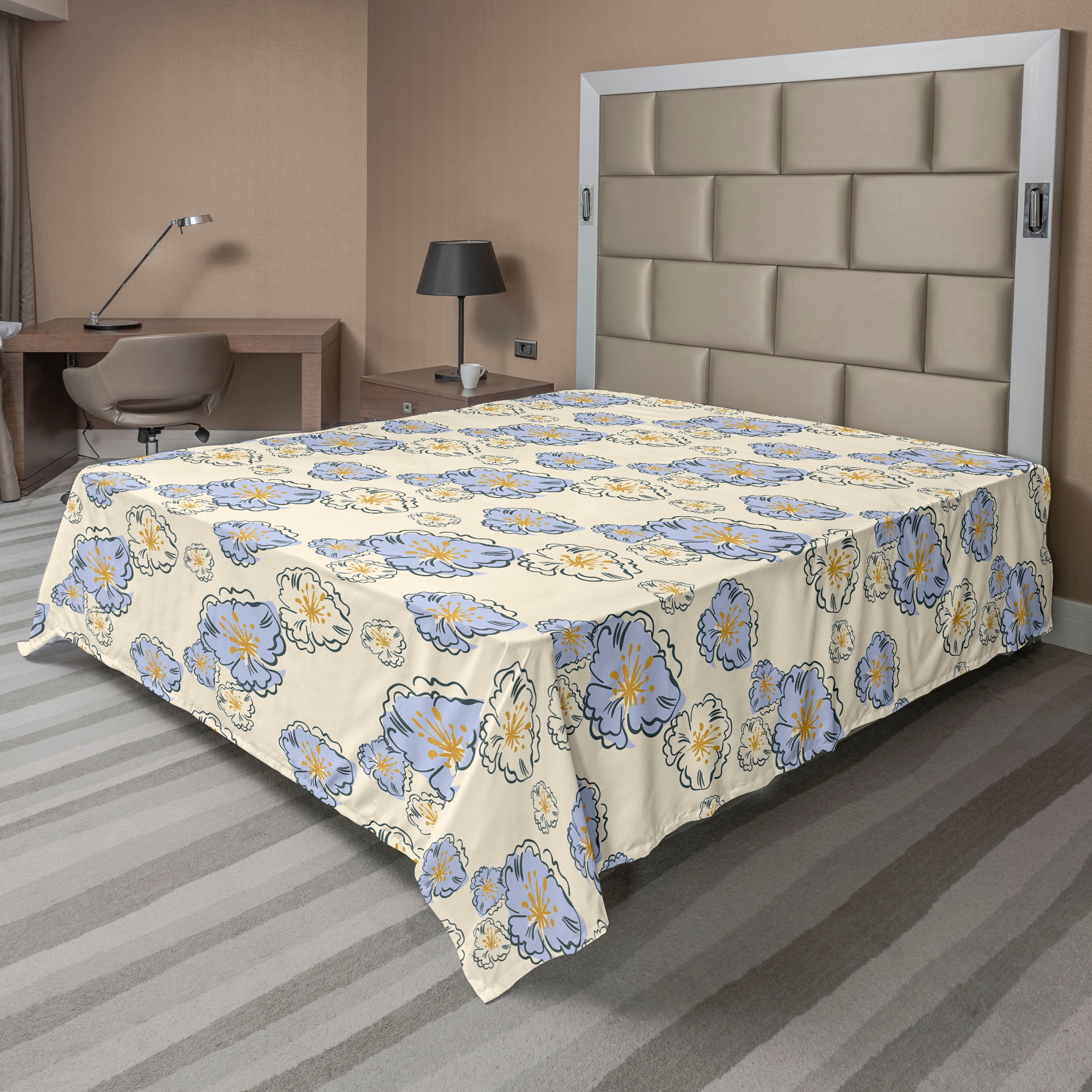 Ambesonne Floral Flat Bedding Sheet Soft Top Sheet, Scandinavian Modern ...