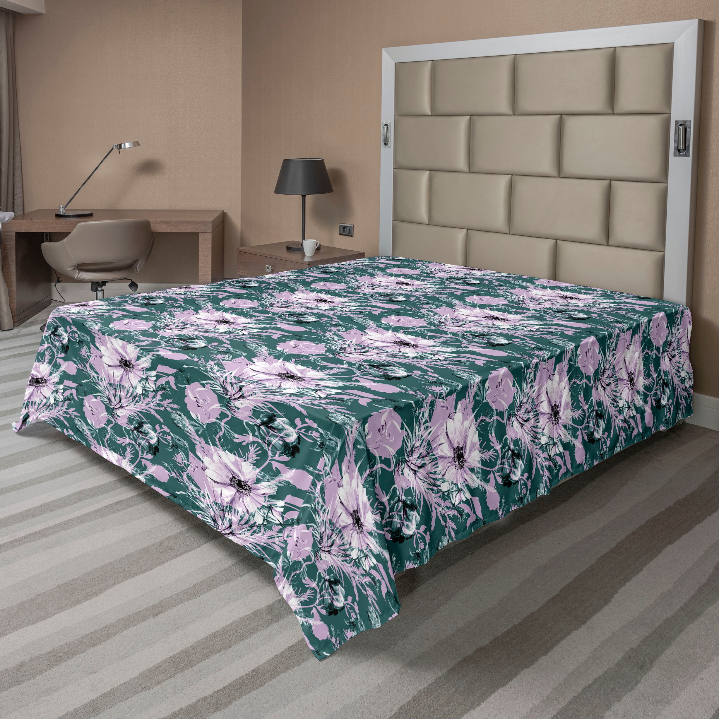Ambesonne Floral Flat Bedding Sheet Soft Top Sheet, Scattered Flower ...