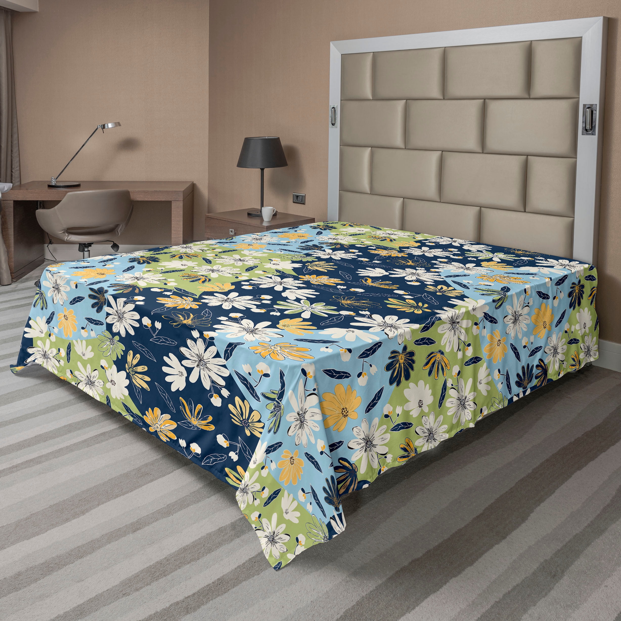 Ambesonne Floral Flat Bedding Sheet Soft Top Sheet, Spring Flowers ...