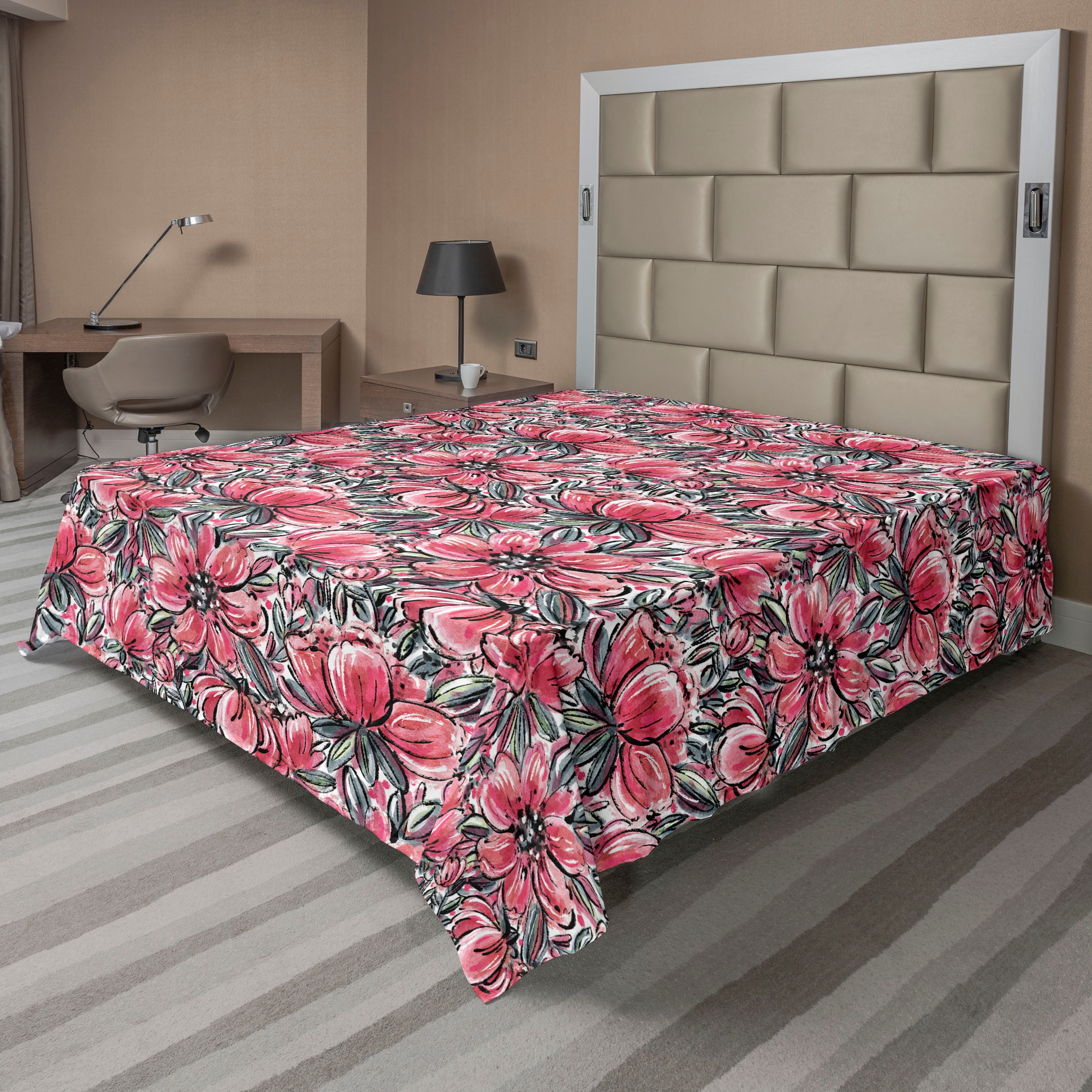 Ambesonne Floral Flat Bedding Sheet Soft Top Sheet, Spring Flowers ...