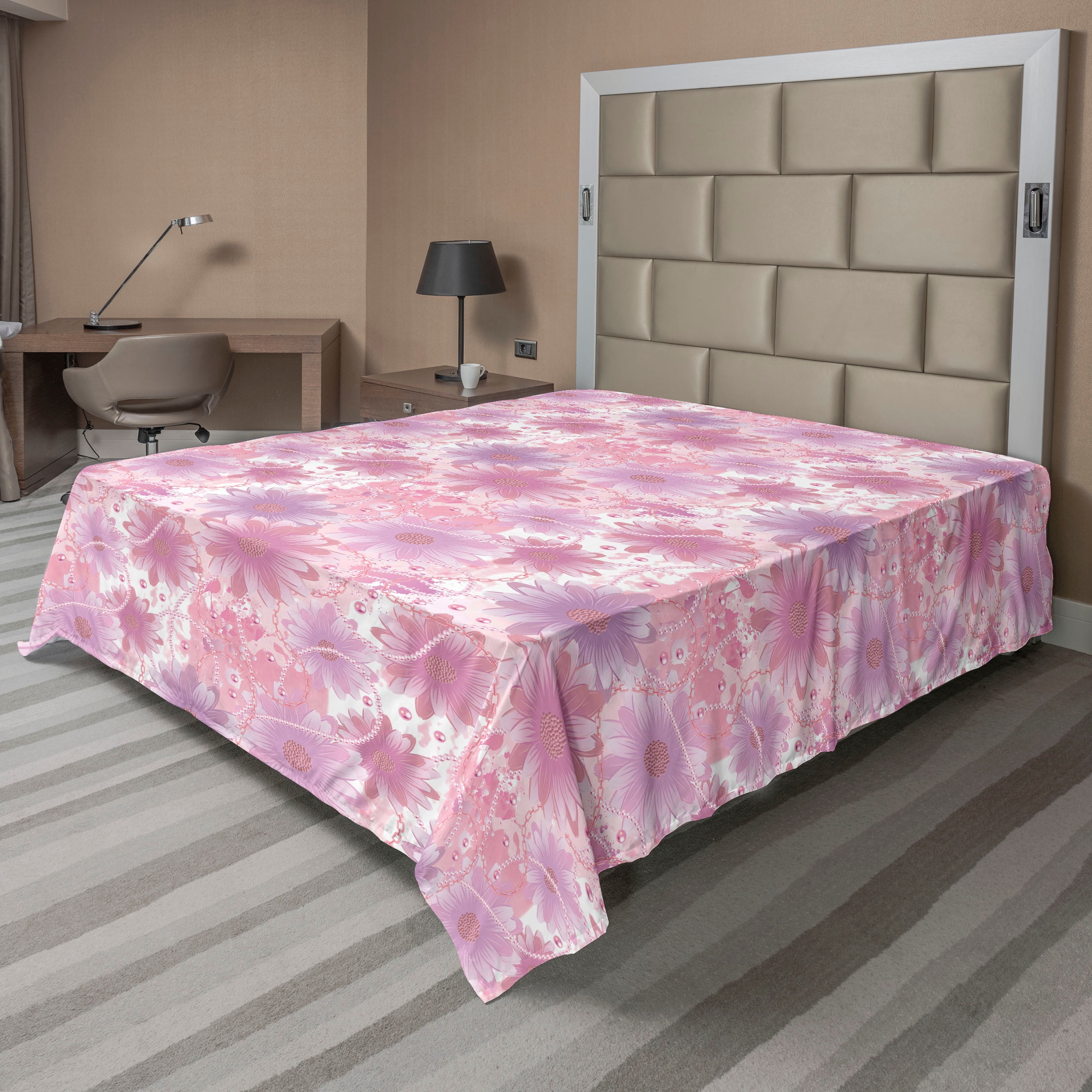 Ambesonne Floral Flat Bedding Sheet Soft Top Sheet, Spring Flowers ...