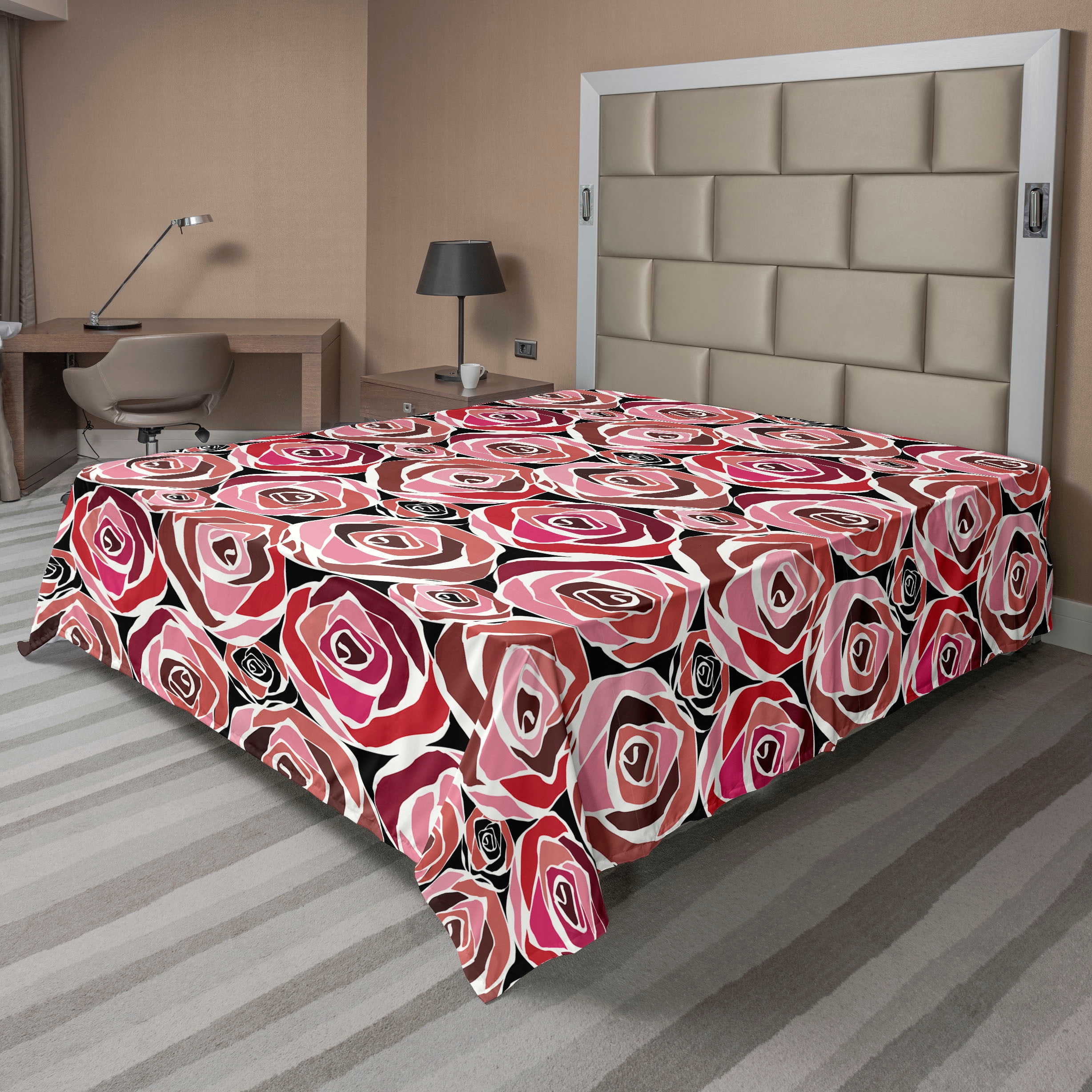 Ambesonne Floral Flat Bedding Sheet Soft Top Sheet, Surreal Art Roses ...