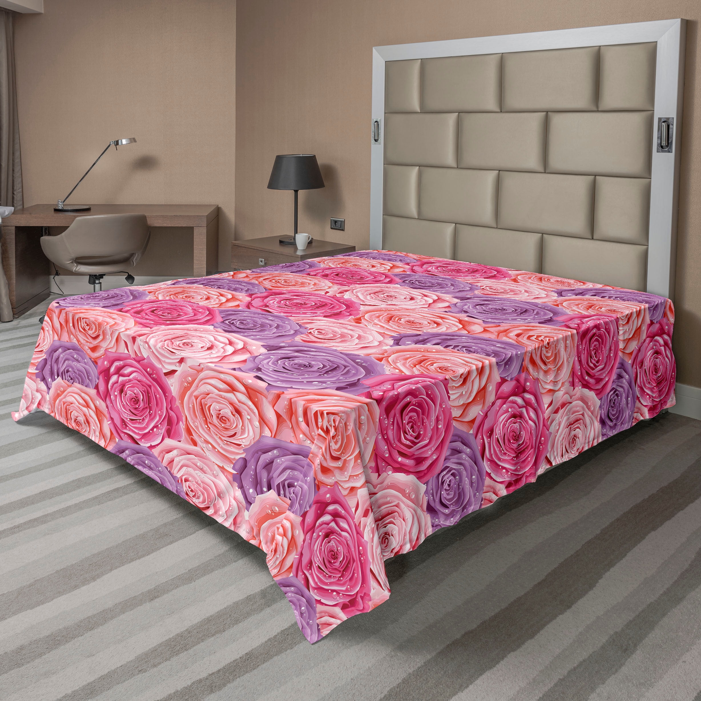 Ambesonne Floral Flat Bedding Sheet Soft Top Sheet, Vintage Abstract ...