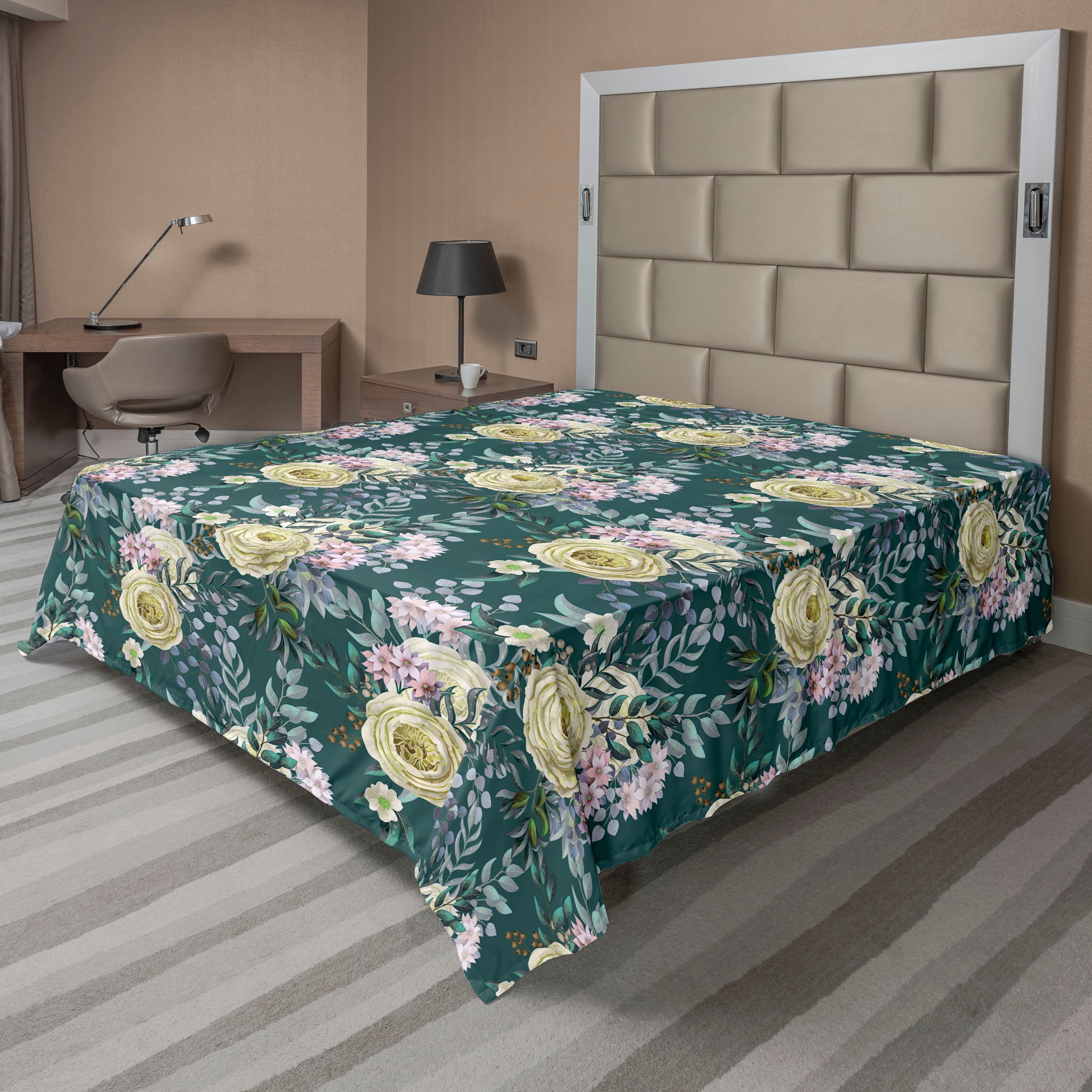 Ambesonne Floral Flat Bedding Sheet Soft Top Sheet, Vintage English ...