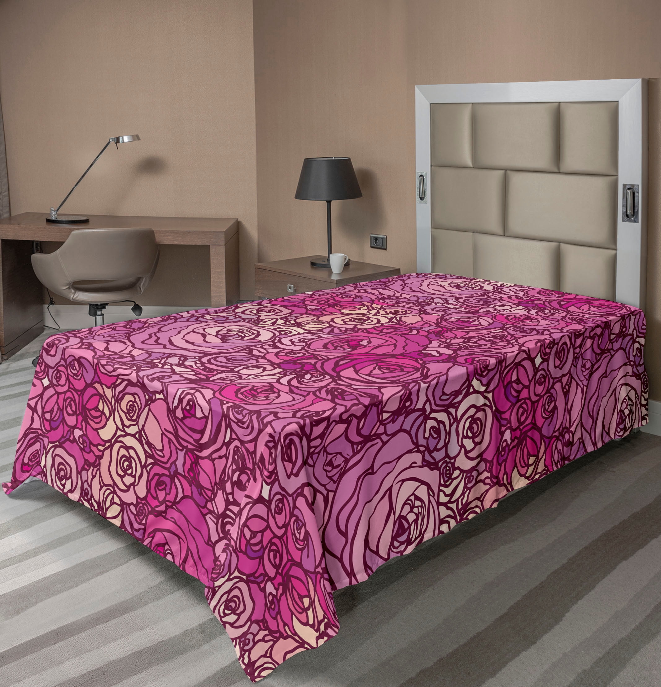 Ambesonne Floral Flat Bedding Sheet Soft Top Sheet, Vintage Rose ...