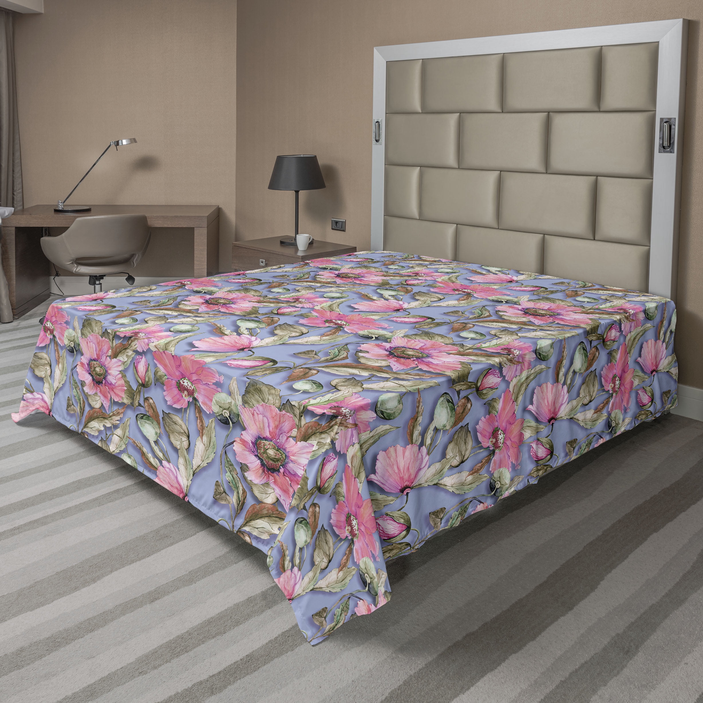Ambesonne Floral Flat Bedding Sheet Soft Top Sheet, Watercolor Poppy ...