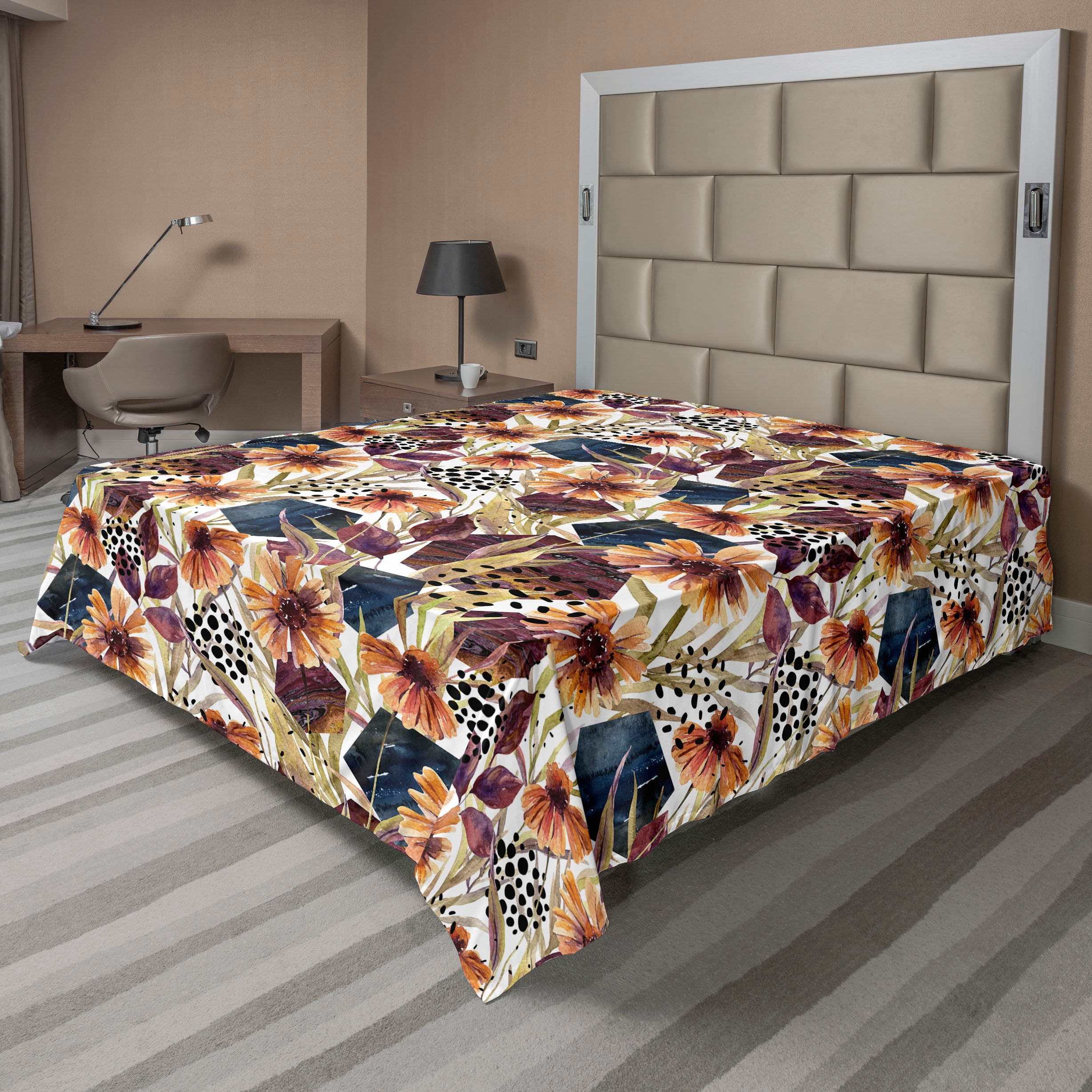Ambesonne Floral Flat Bedding Sheet Soft Top Sheet, Wild Flowers ...
