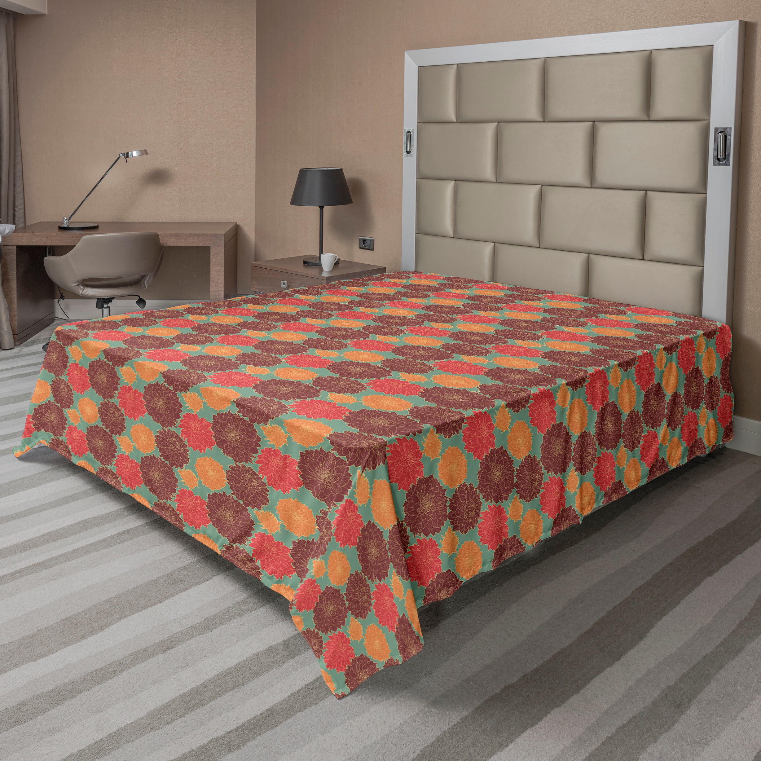 Ambesonne Floral Flat Sheet, Carnation and Calendula Art, Full Size ...