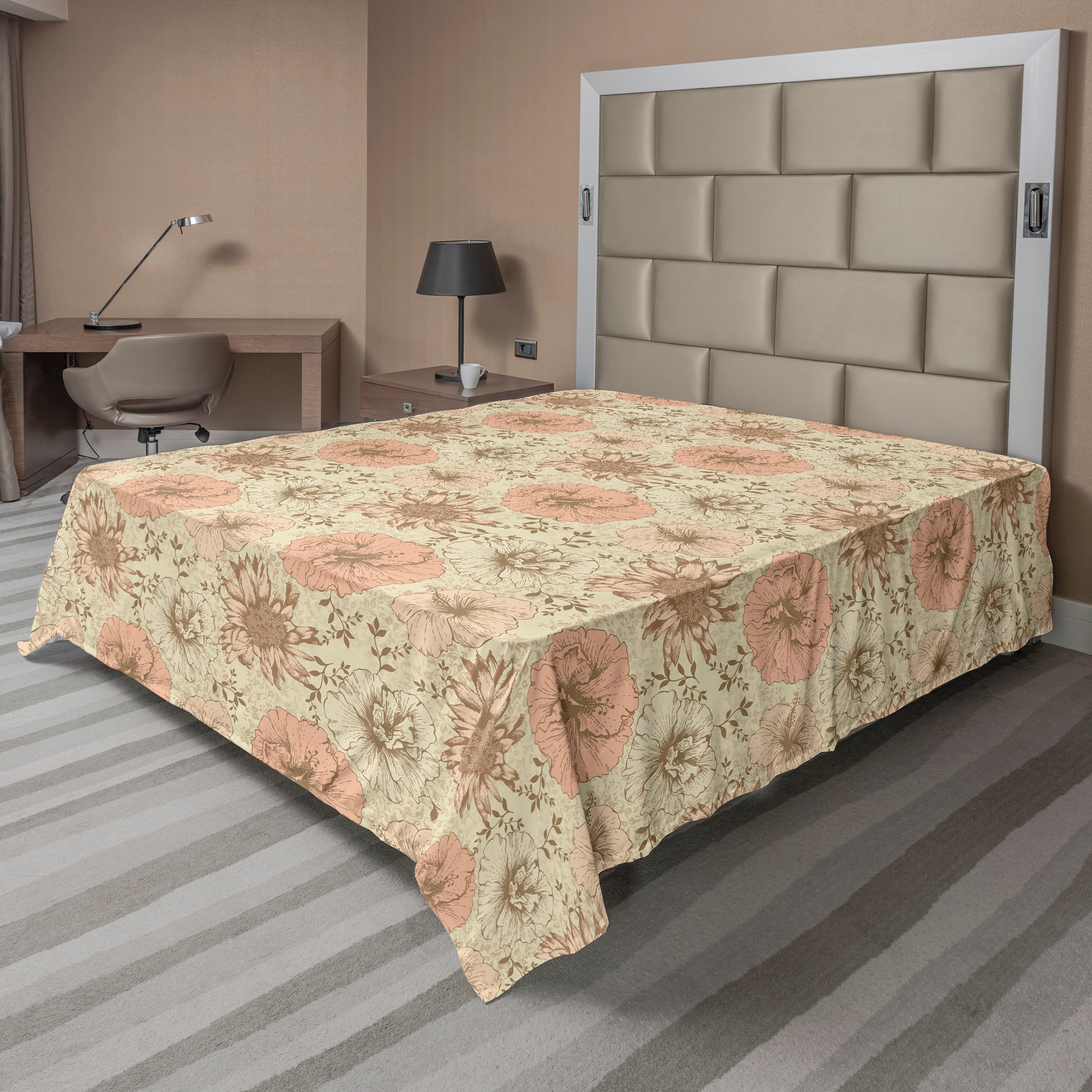 Ambesonne Floral Flat Sheet, Exotic Hibiscus Plant, California King ...