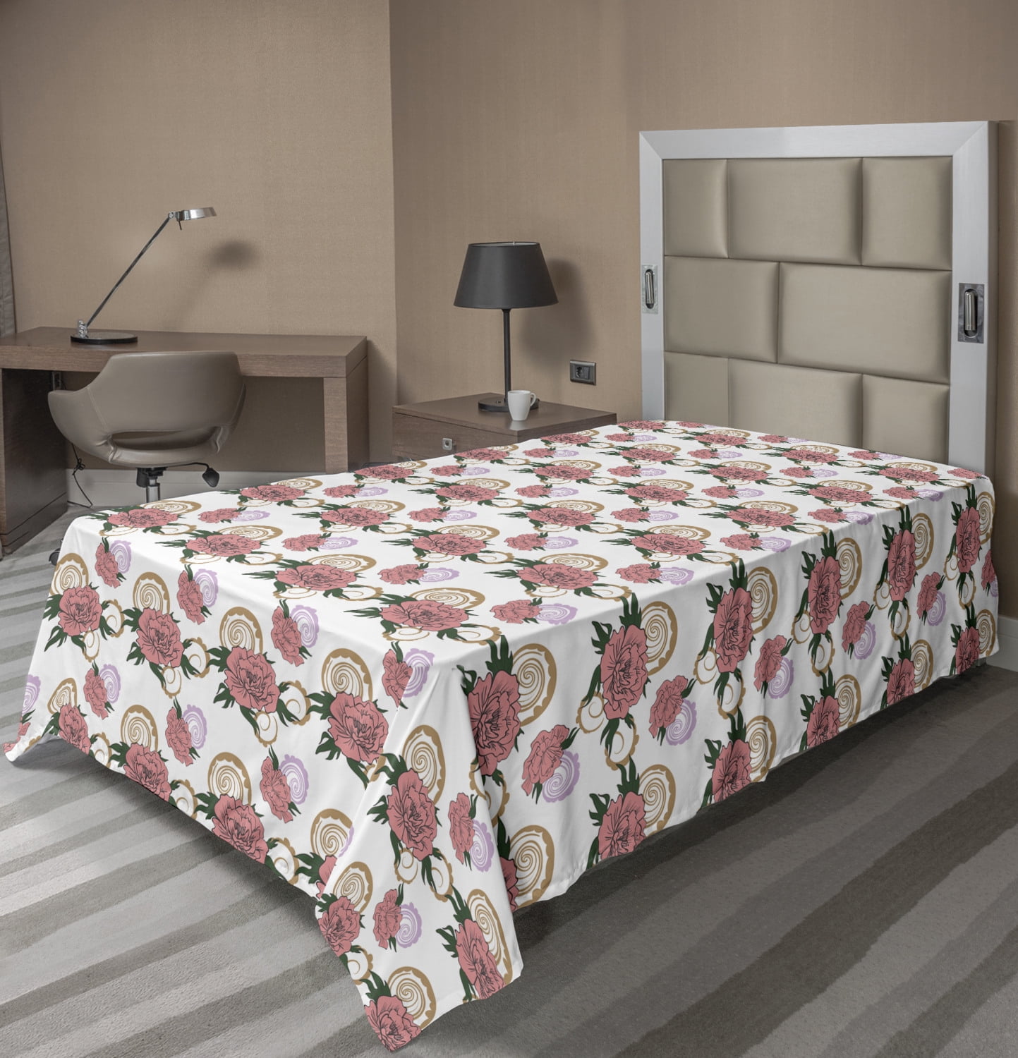 Ambesonne Floral Flat Sheet, Romantic Design of Peonies, TwinXL Size ...