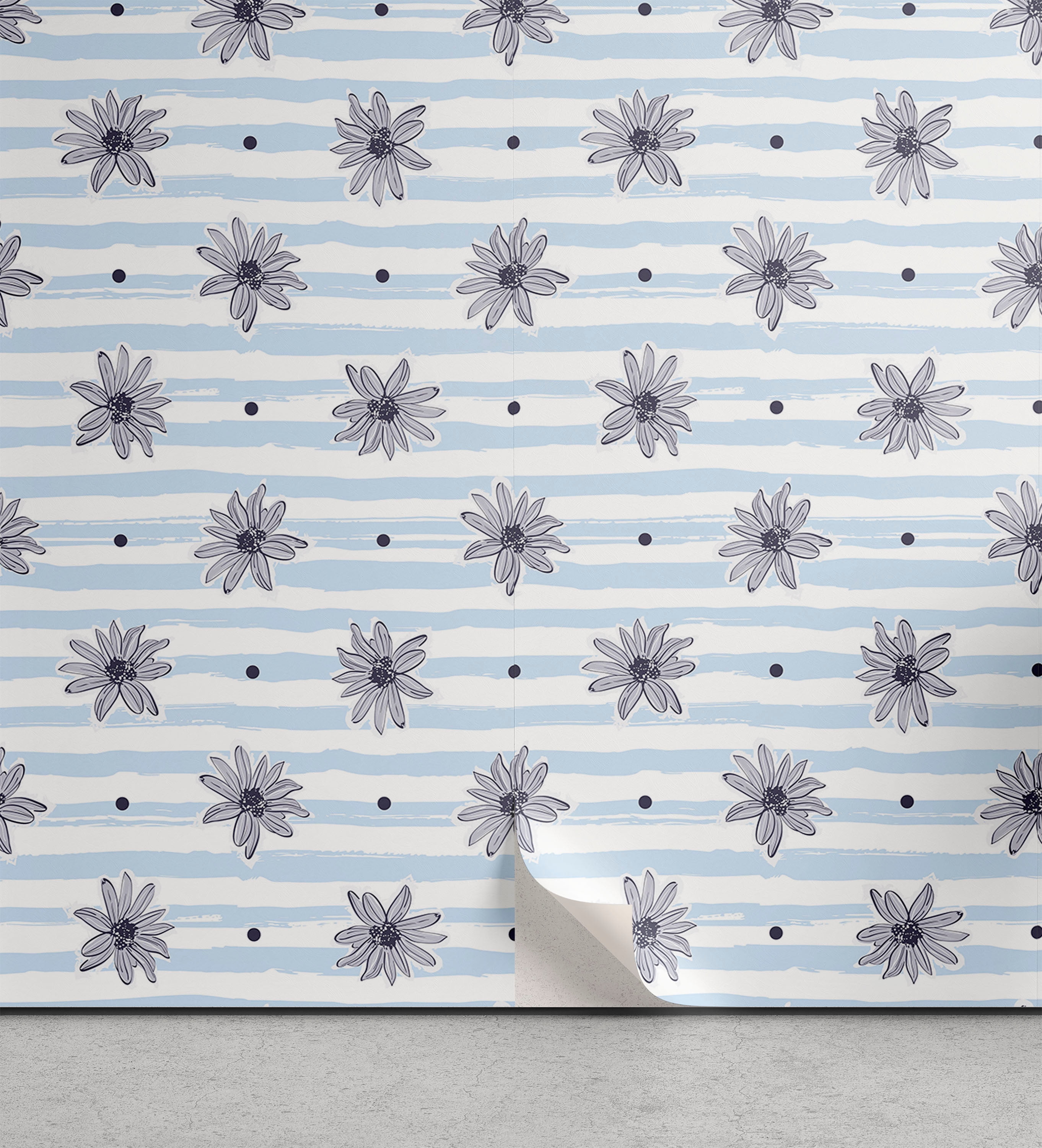 Ambesonne Floral Fun Peel & Stick Wallpaper for Home, Daisy Dots and ...