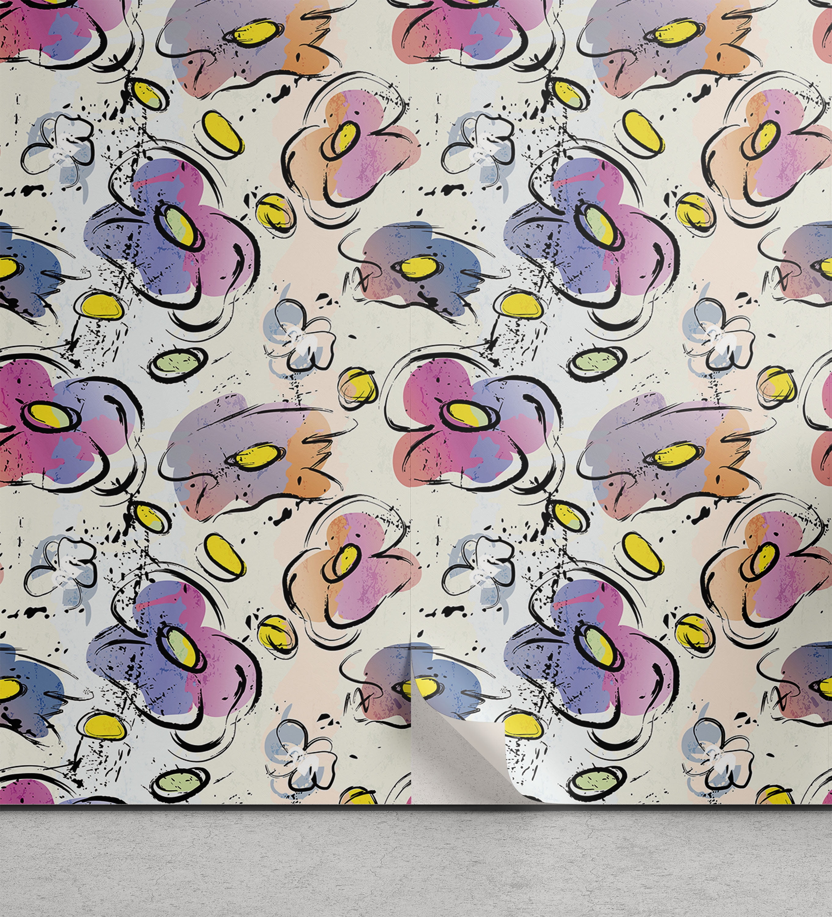 Ambesonne Floral Fun Peel & Stick Wallpaper for Home, Pansy Flowers ...