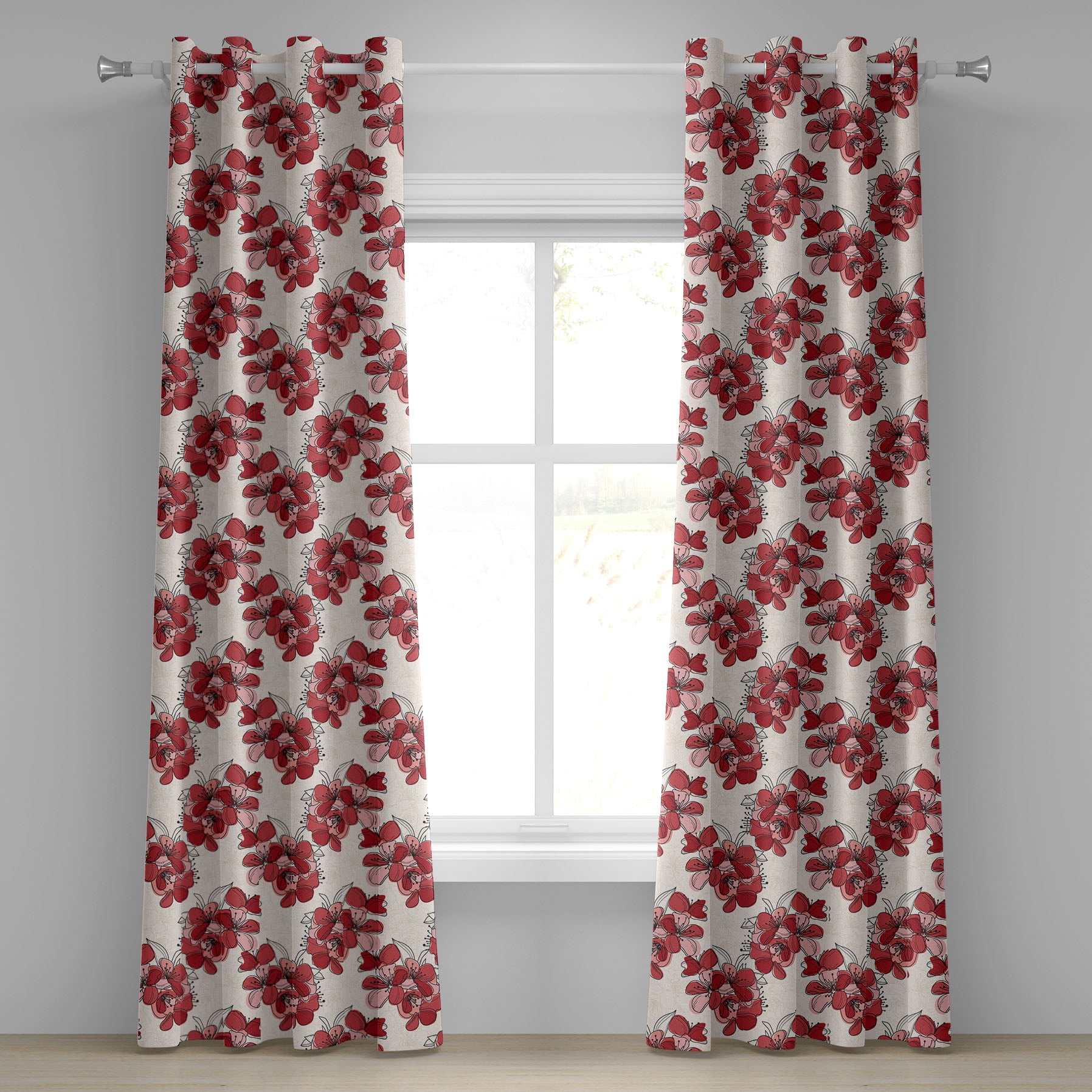 Ambesonne Floral Grommet Curtain, Birth of the Nature Design, 50" x 72 ...
