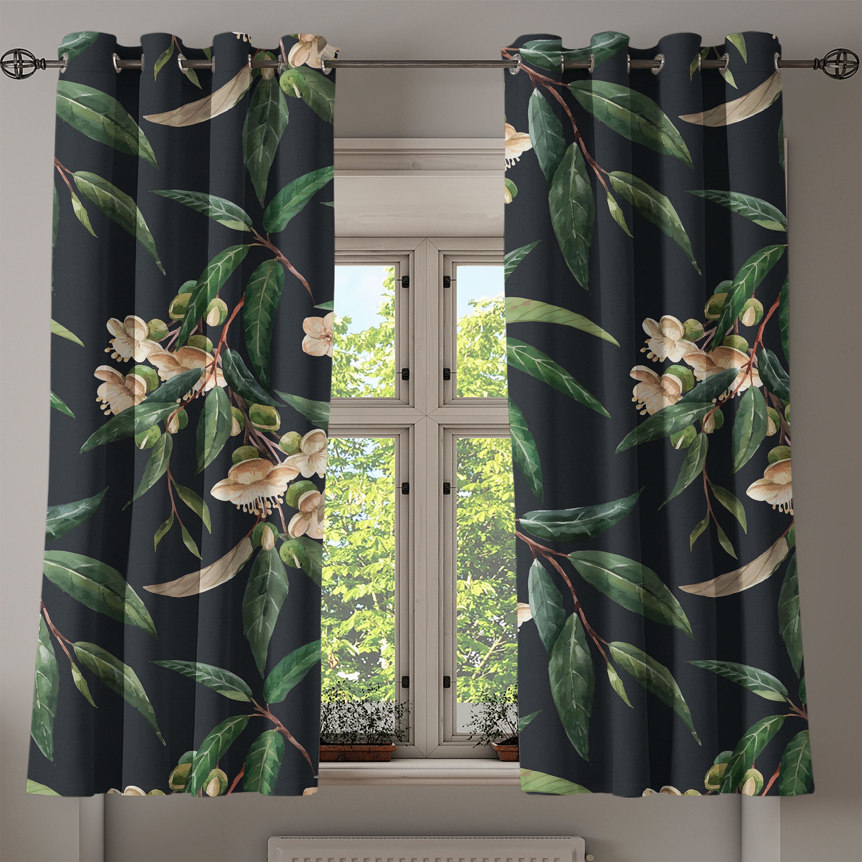 Ambesonne Floral Grommet Curtain, Blooming Wild Durian Flowers, 50"x63 ...