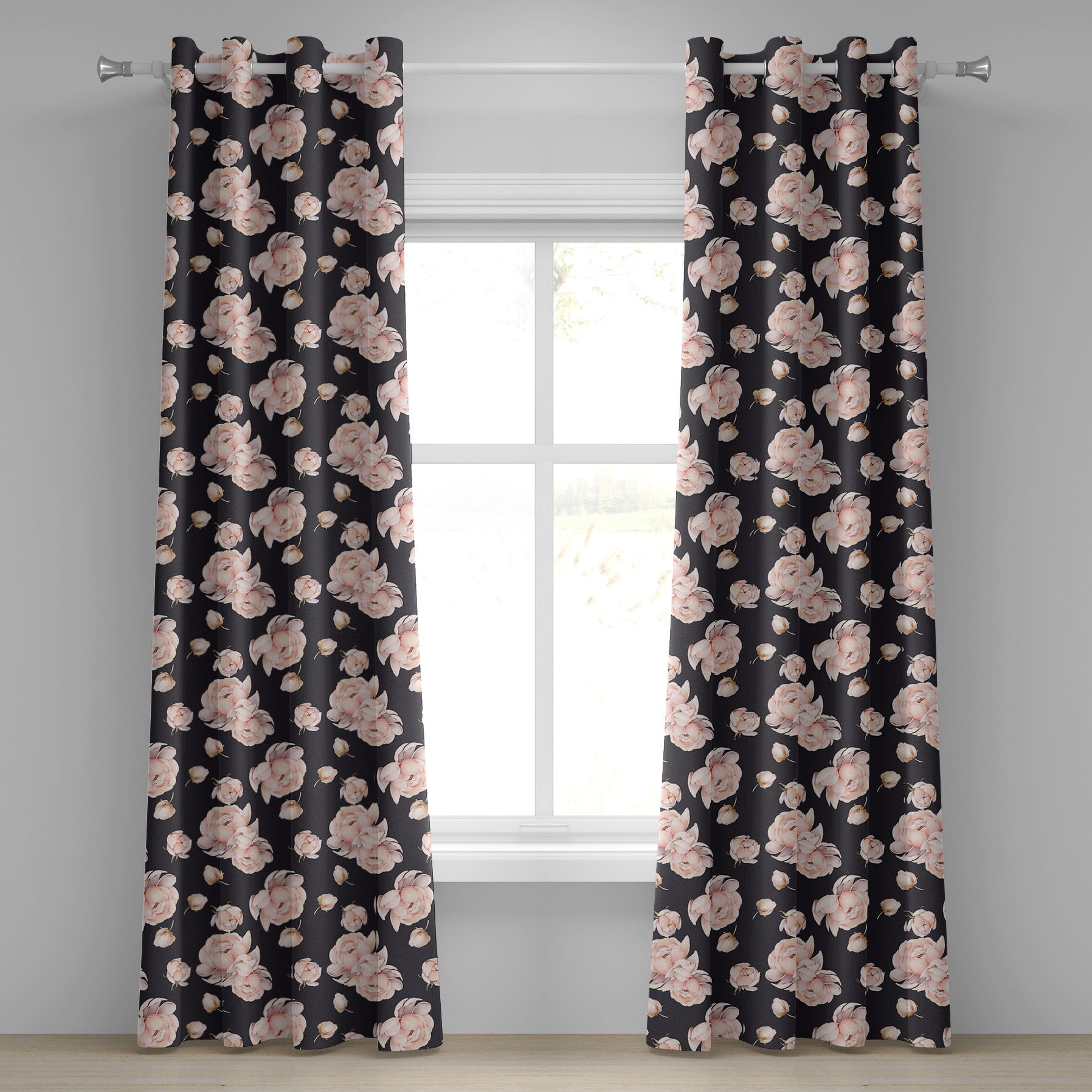 Ambesonne Floral Grommet Curtain, Flower Buds Roses Art Spring, 50"x96 ...