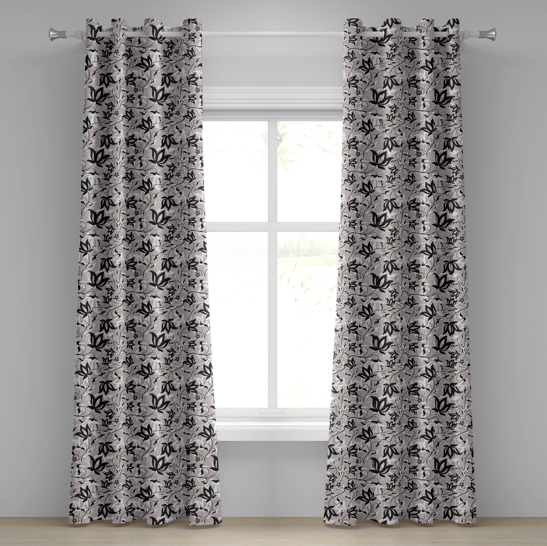 Ambesonne Floral Grommet Curtain, Gothic Style Rose Petals, 50" x 96 ...