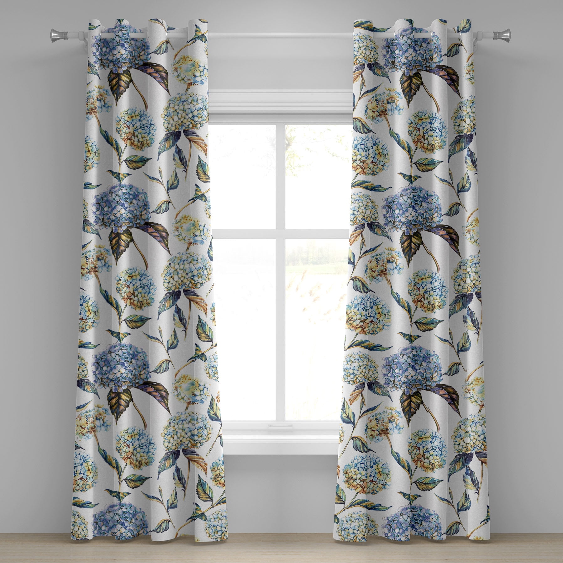 Ambesonne Floral Grommet Curtain, Hydrangea Flowers Summer Art, 50"x72 ...