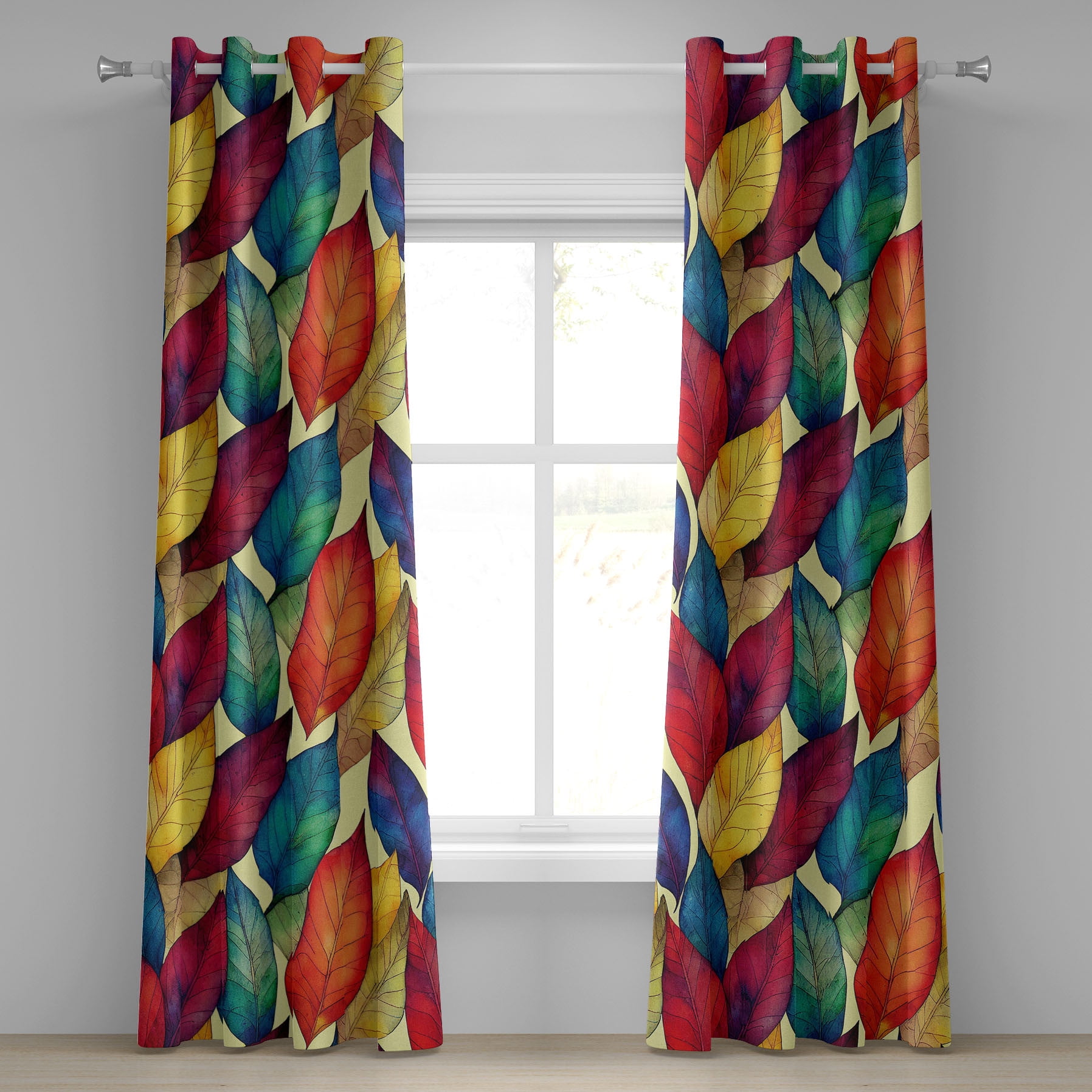 Ambesonne Floral Grommet Curtain, Leaves of Winter Melancholic, 50"x72 ...