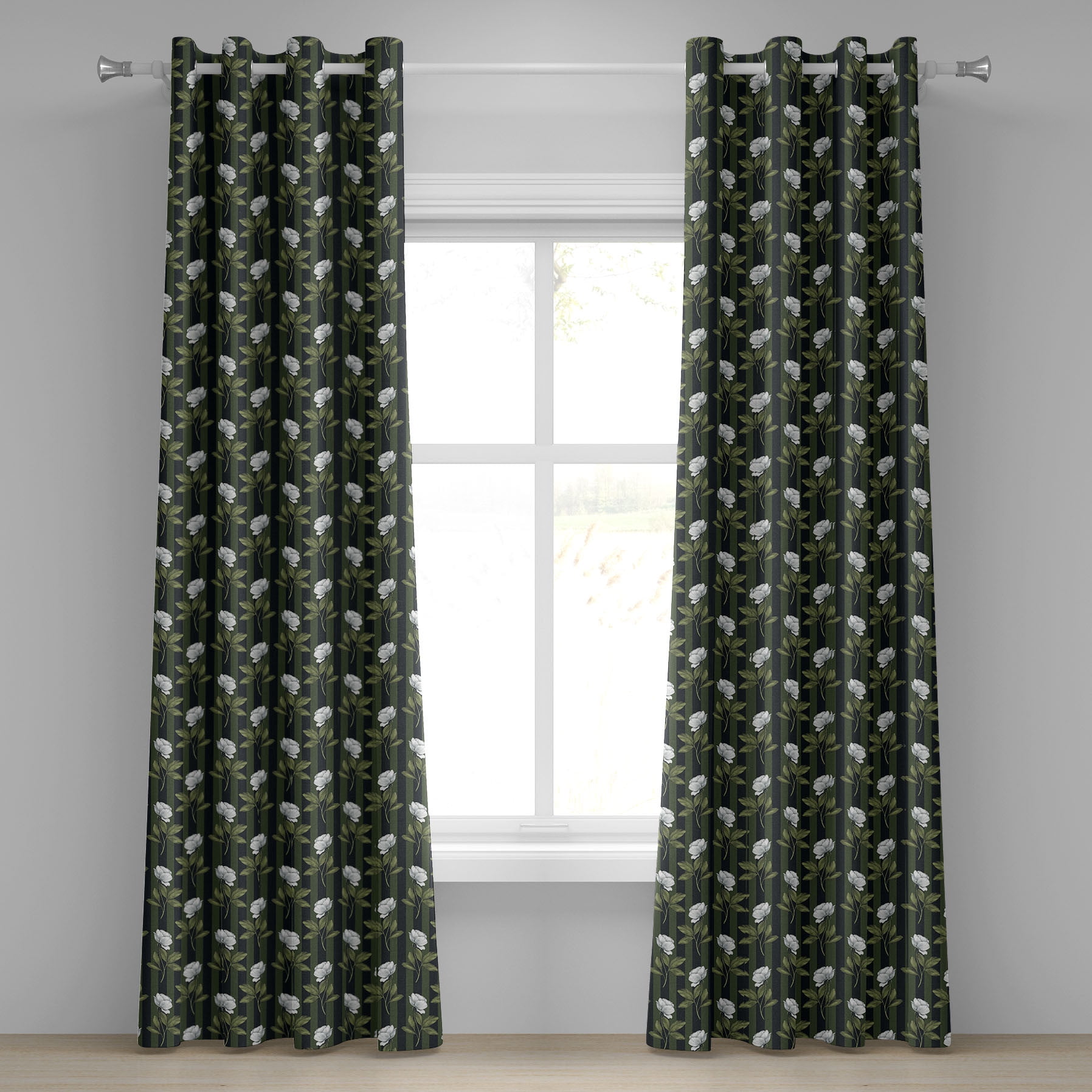 Ambesonne Floral Grommet Curtain, Rose Lover Delicate Artwork, 50"x108 ...