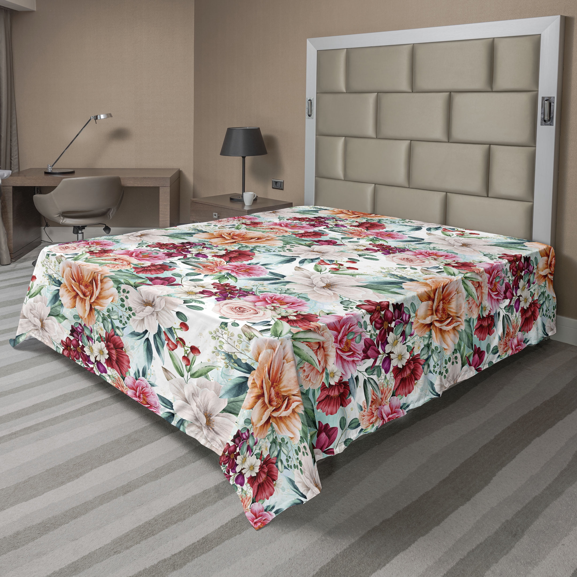 Ambesonne Floral Inspiration Flat Bedding Sheet Soft Top Sheet ...
