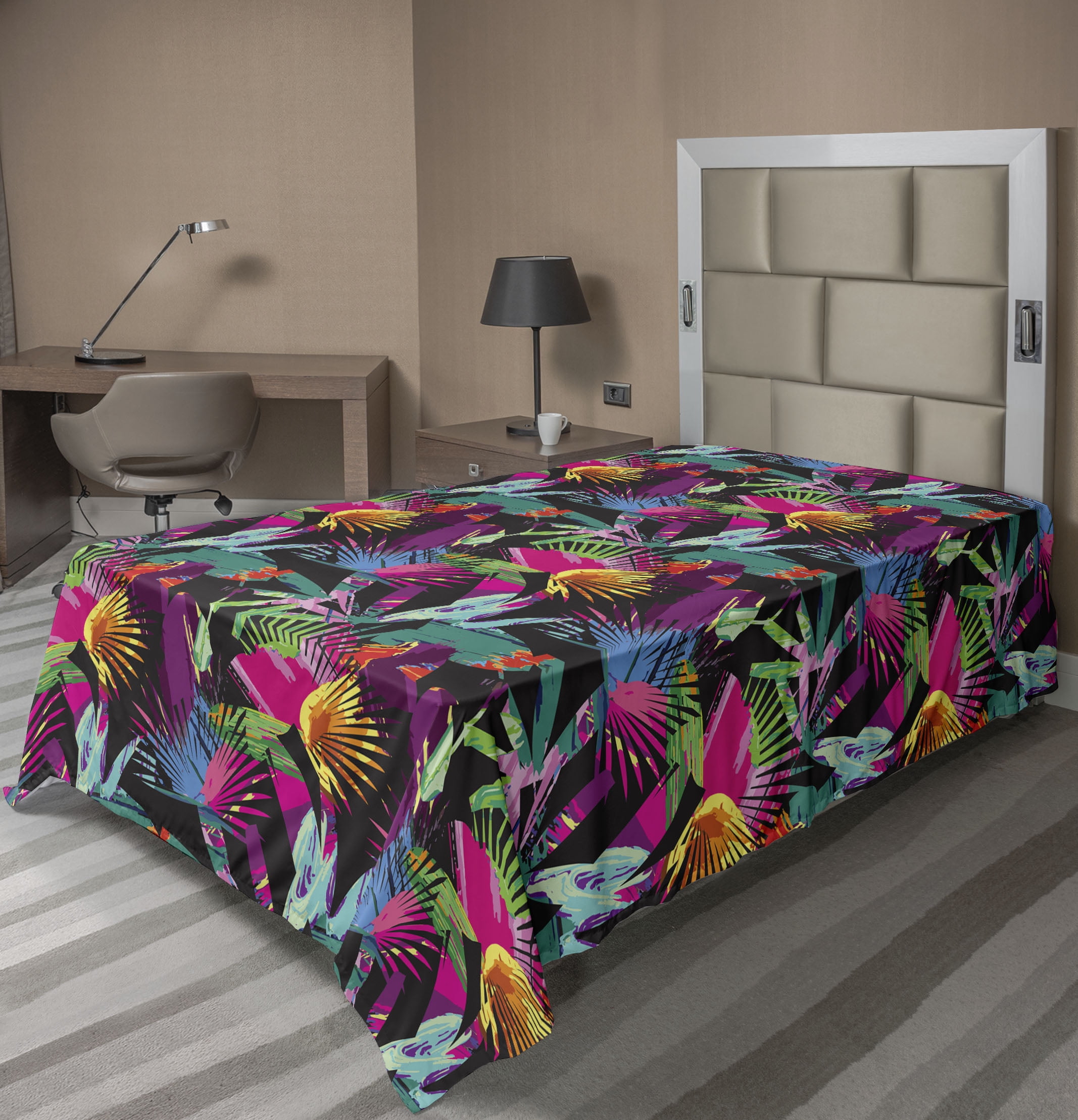 Ambesonne Floral Inspiration Flat Bedding Sheet Soft Top Sheet, Exotic ...