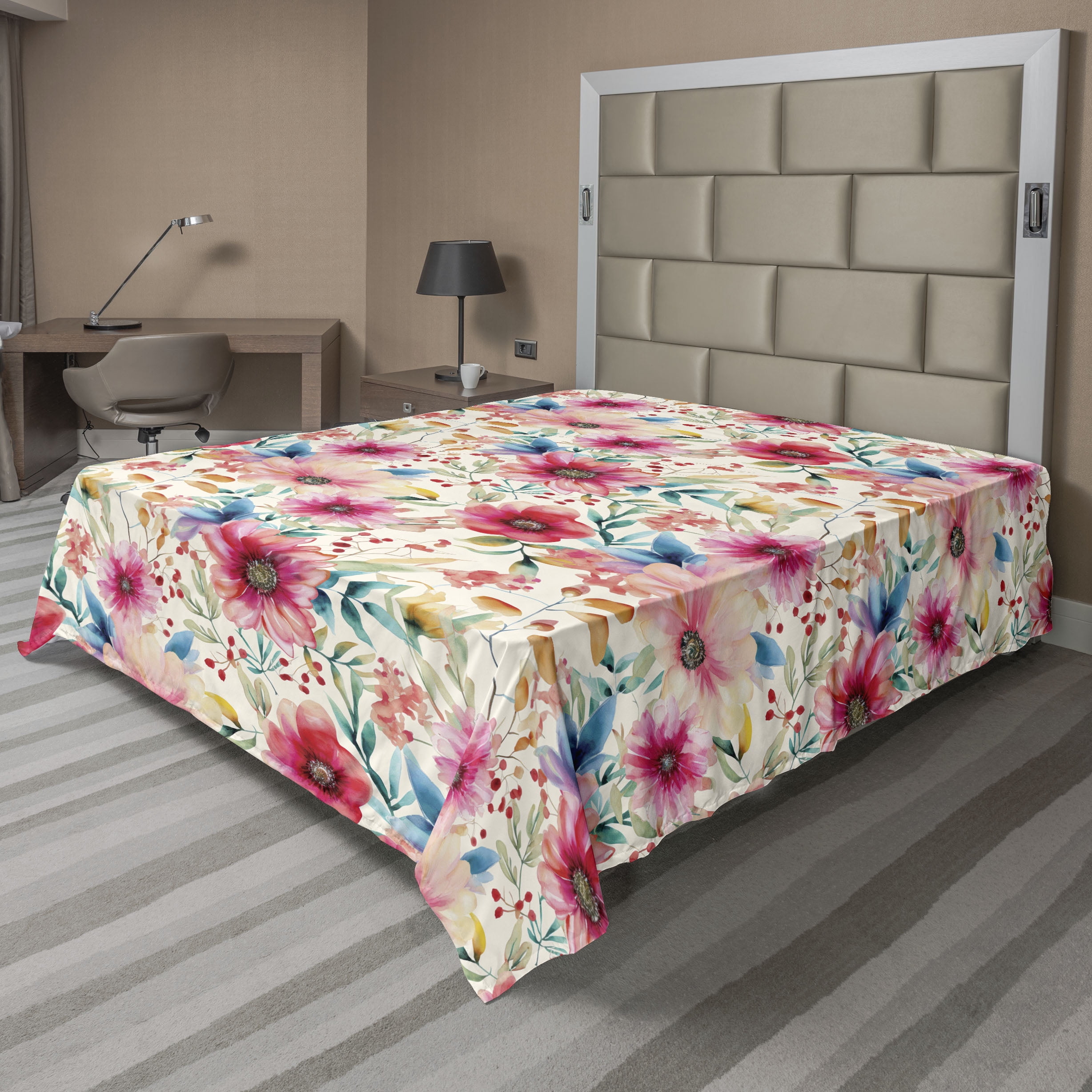 Ambesonne Floral Inspiration Flat Bedding Sheet Soft Top Sheet ...
