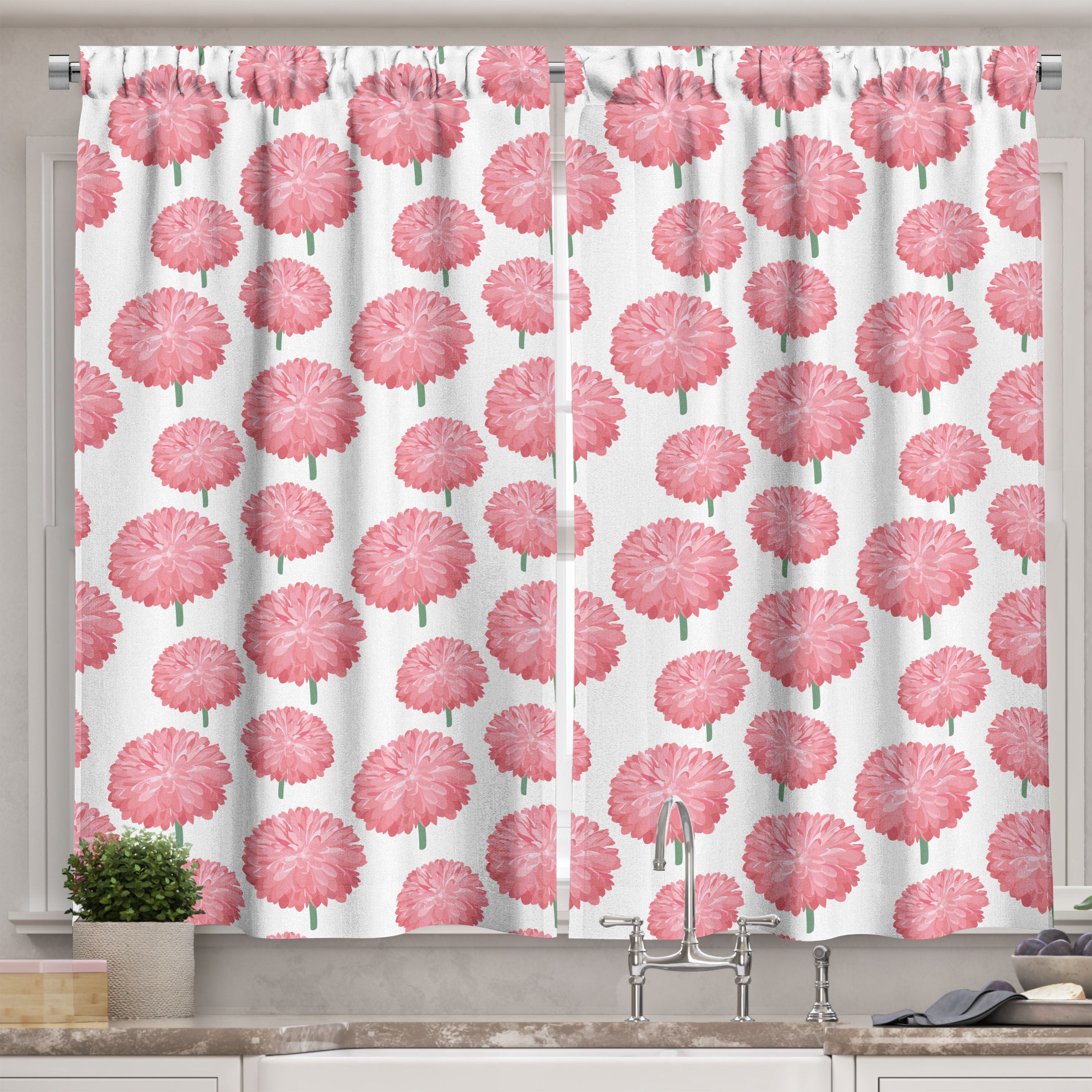 Ambesonne Floral Kitchen Curtains, Botany Nature Growth, 55"x45", Pale ...