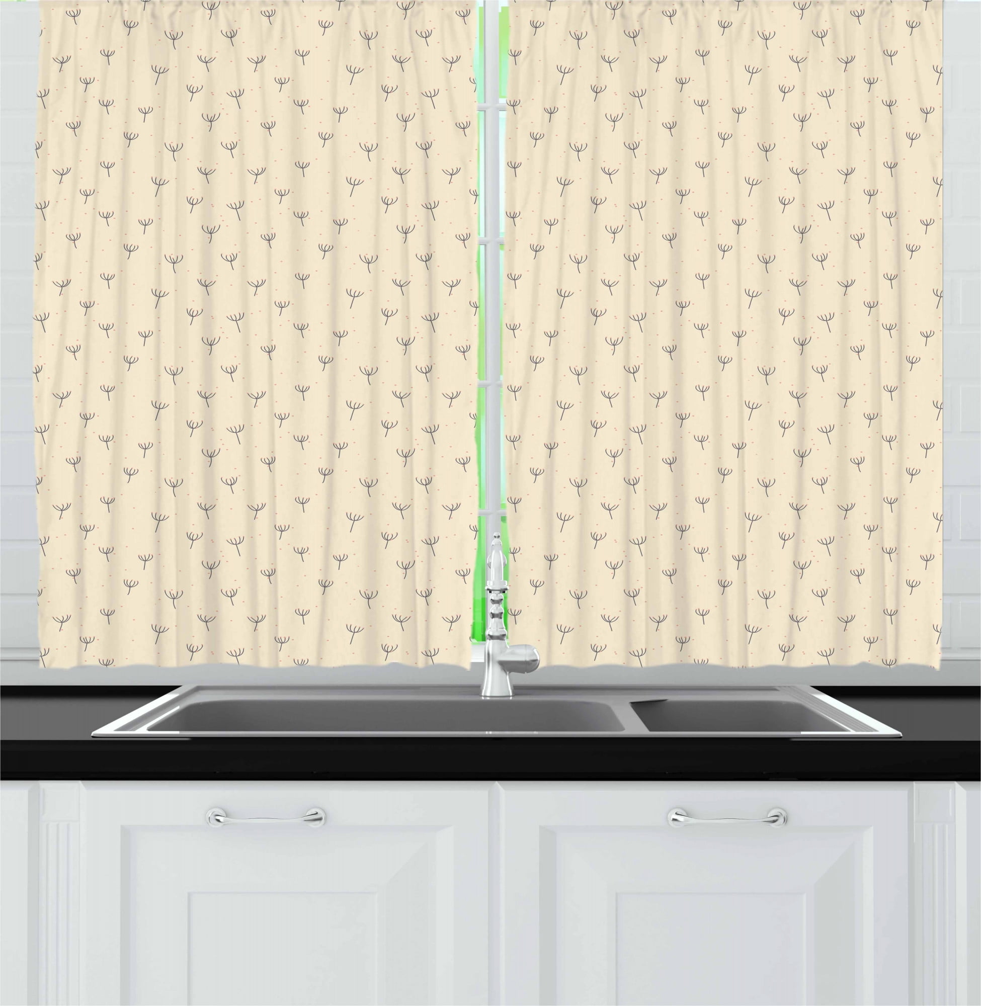 Ambesonne Floral Kitchen Curtains, Pollination in Springtime, 55"x45 ...