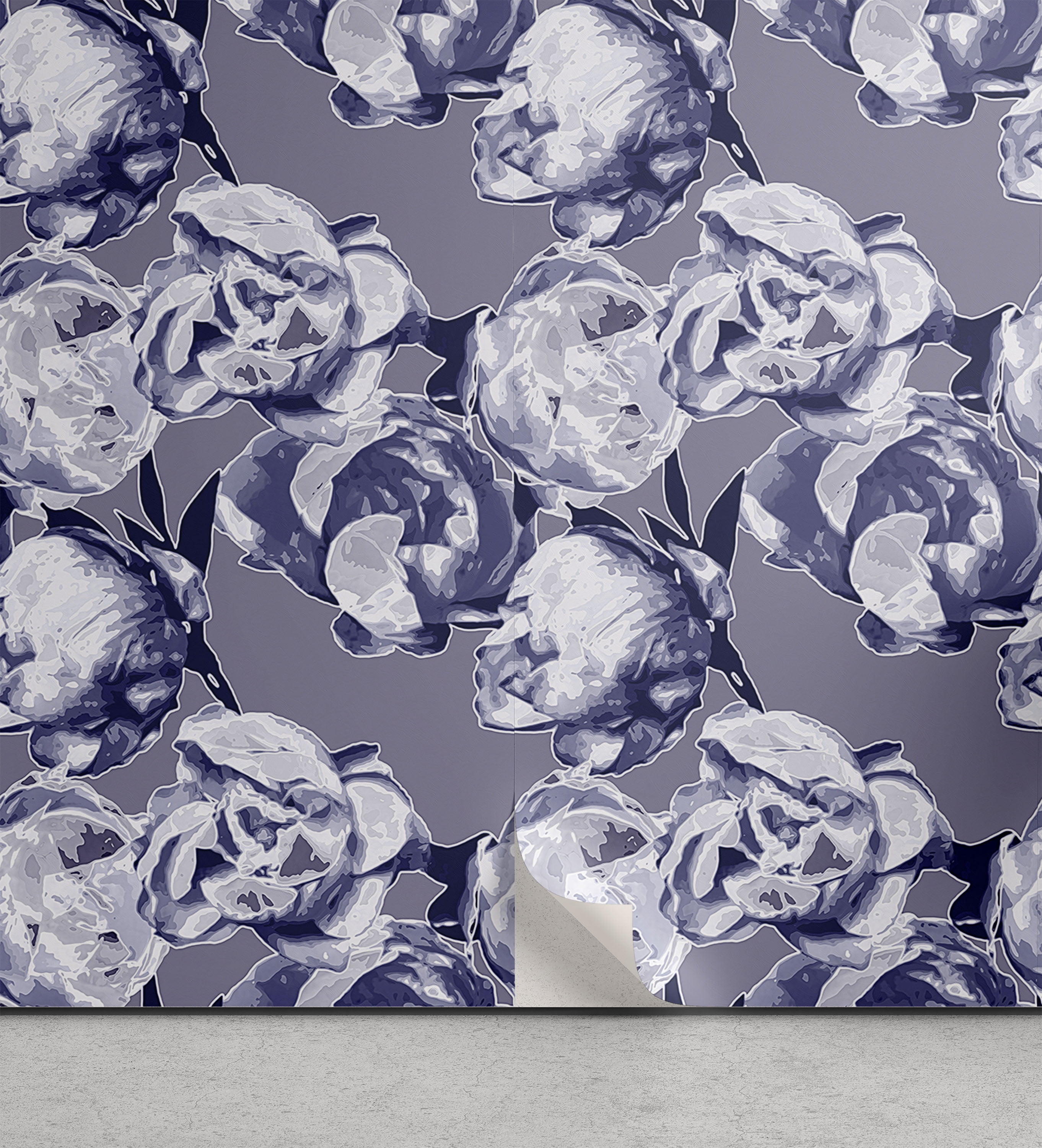 Ambesonne Floral Peel & Stick Wallpaper for Home, Abstract Botany Peony ...