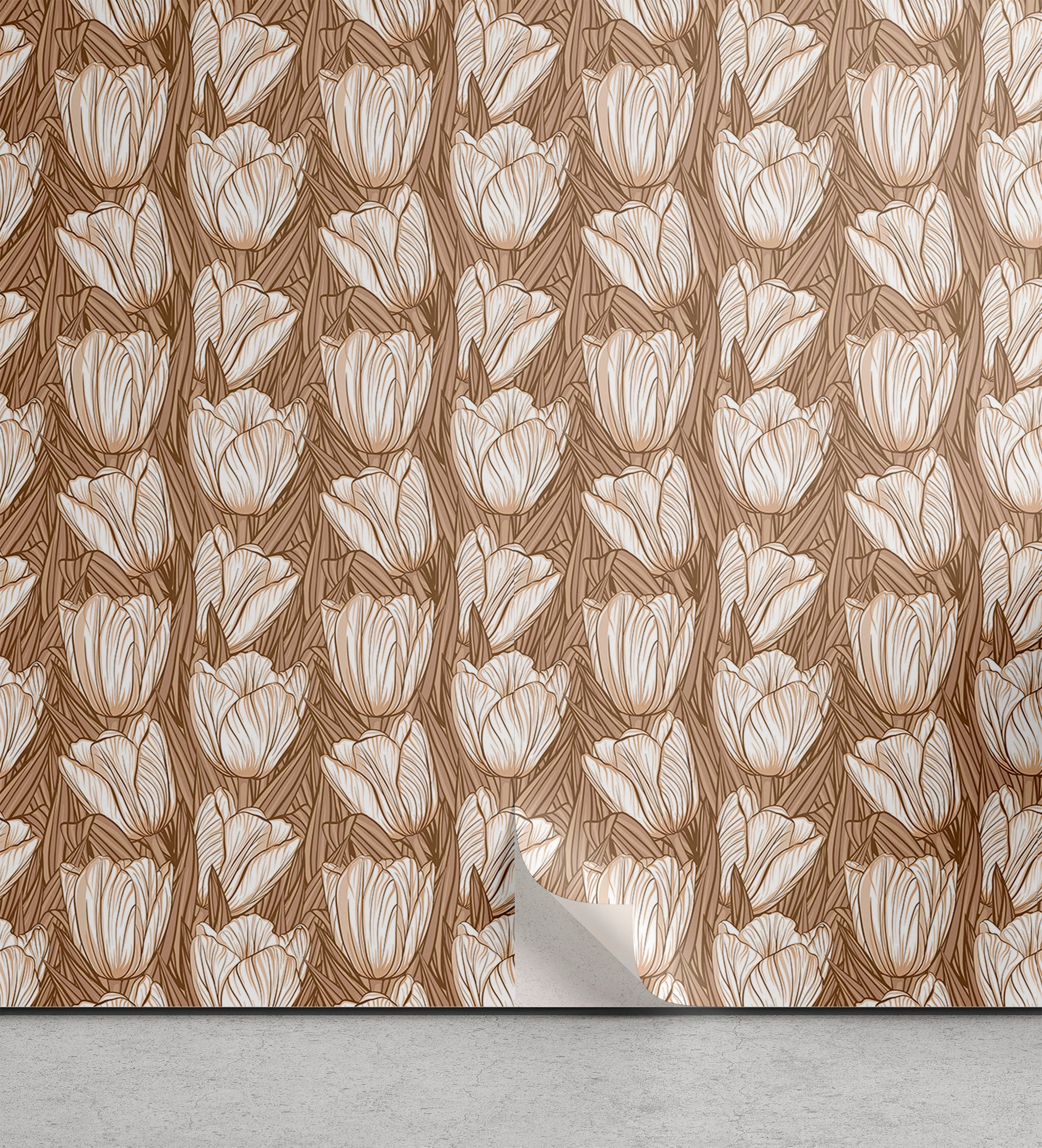 Ambesonne Floral Peel & Stick Wallpaper for Home, Abstract Tulips Retro ...