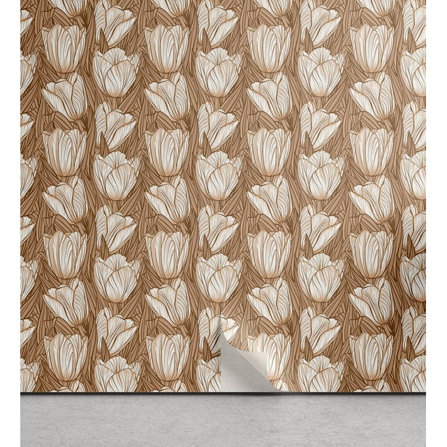 Ambesonne Floral Peel & Stick Wallpaper for Home, Abstract Tulips Retro ...