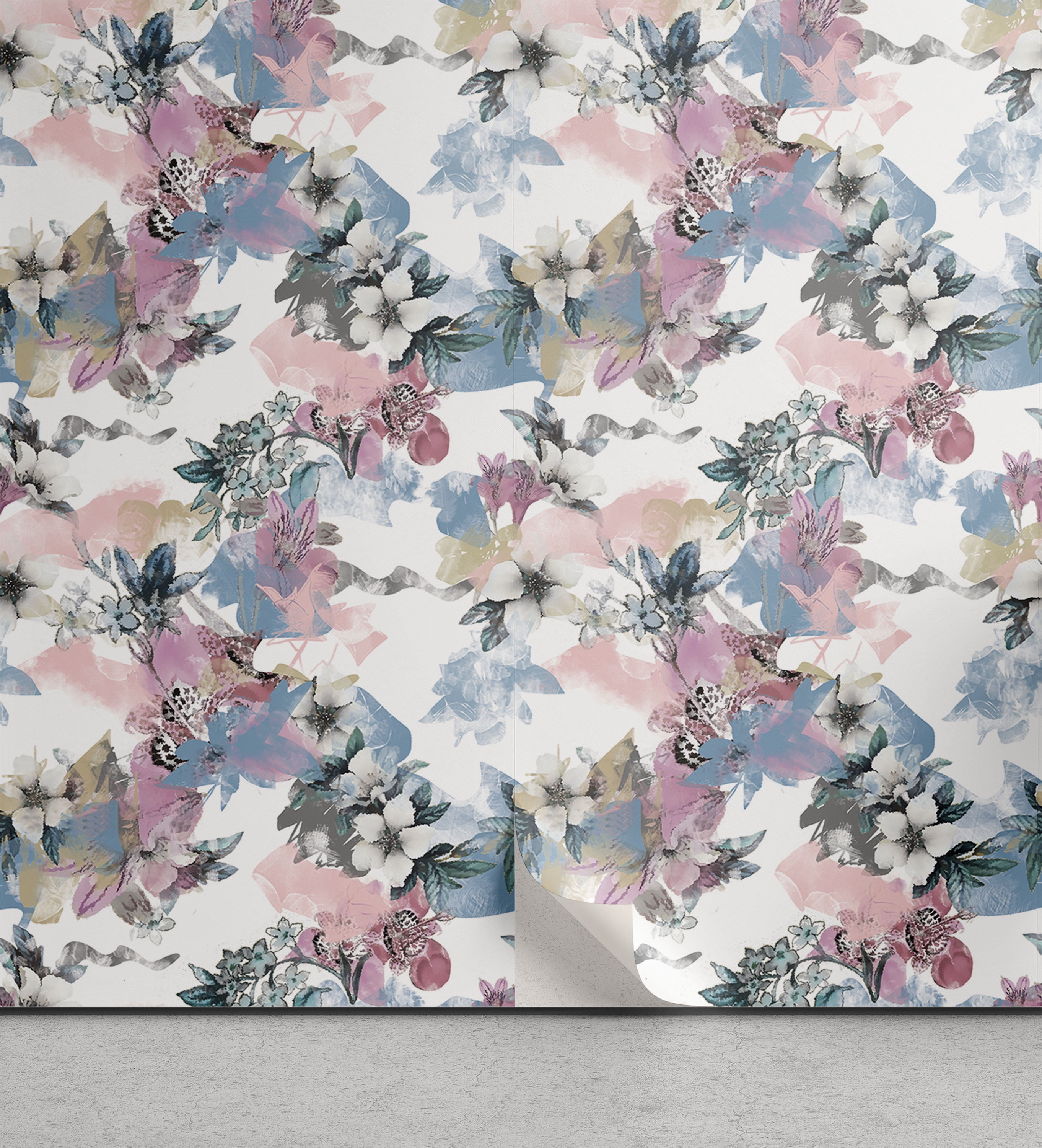 Ambesonne Floral Peel & Stick Wallpaper for Home, Art Abstract Spring ...