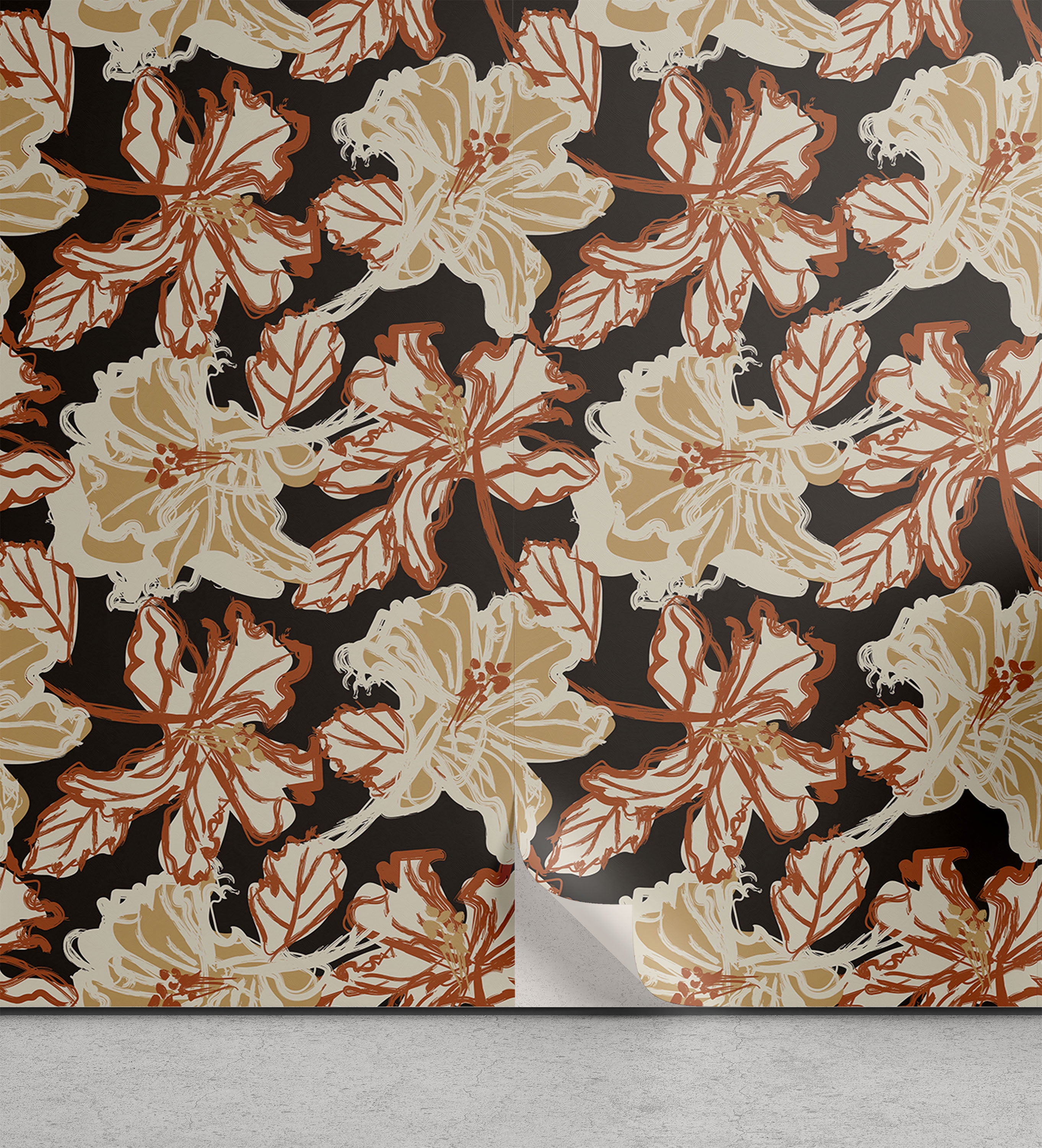 Ambesonne Floral Peel & Stick Wallpaper for Home, Art Botany Abstract ...