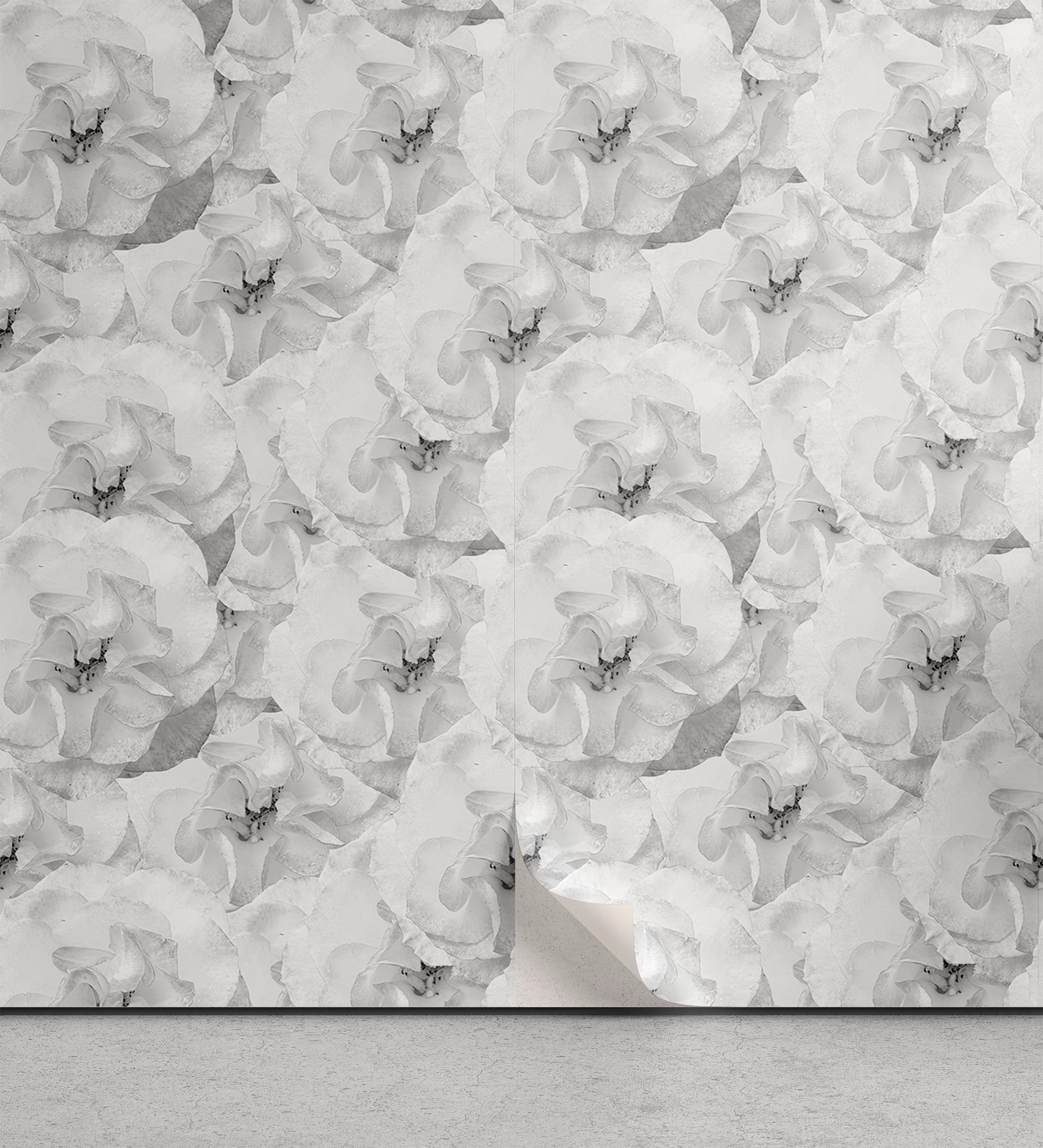Ambesonne Floral Peel & Stick Wallpaper for Home, BnW Flowers Bouquet ...