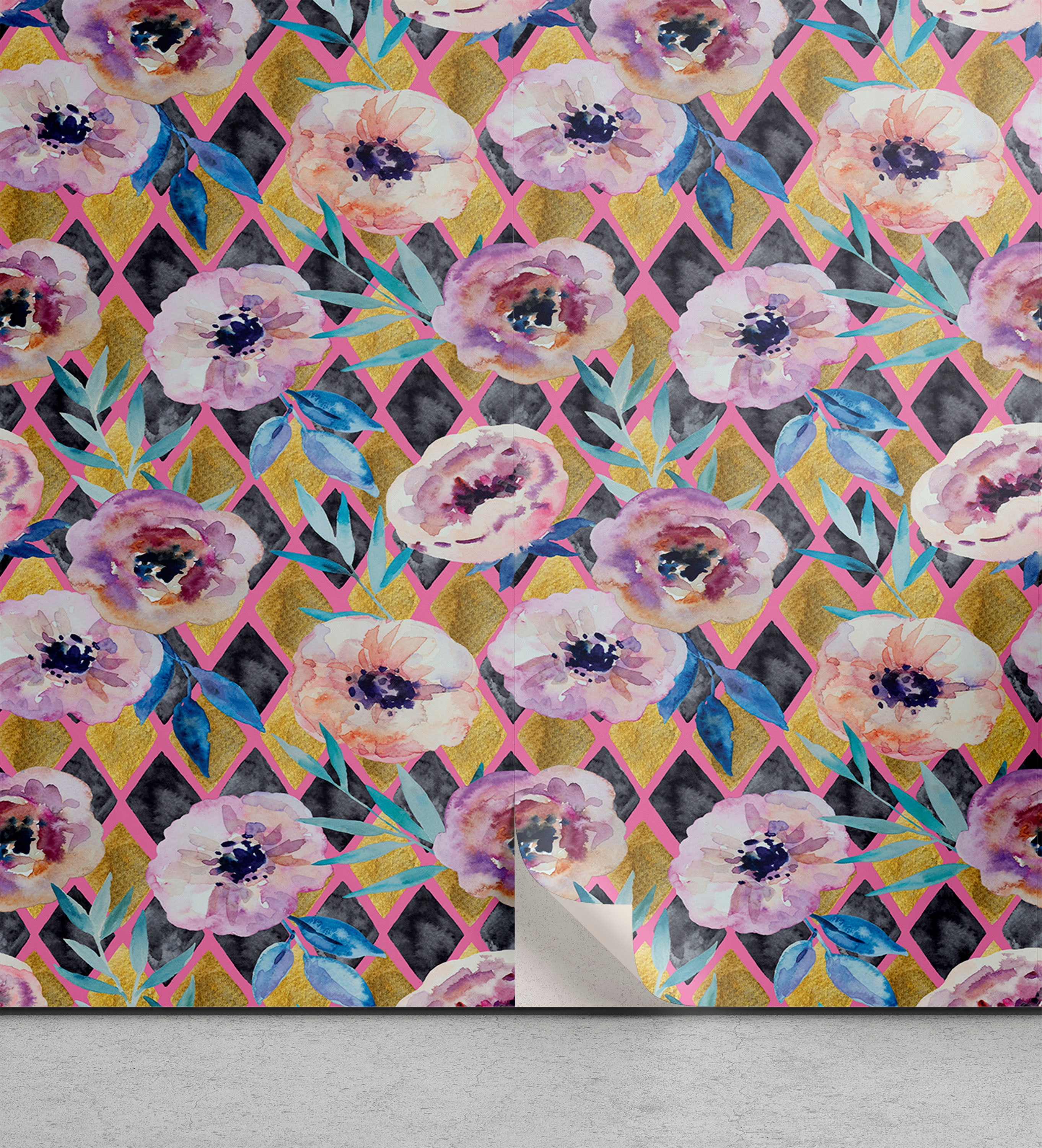 Ambesonne Floral Peel & Stick Wallpaper for Home, Botanical Anemone Bloom Art, 13"x36", Pink ...