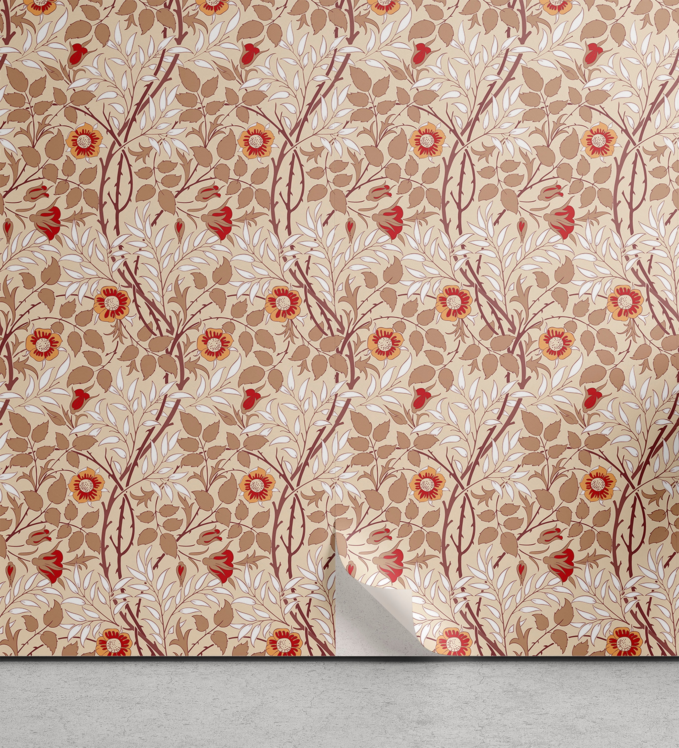 Ambesonne Floral Peel & Stick Wallpaper for Home, Botany Items and ...