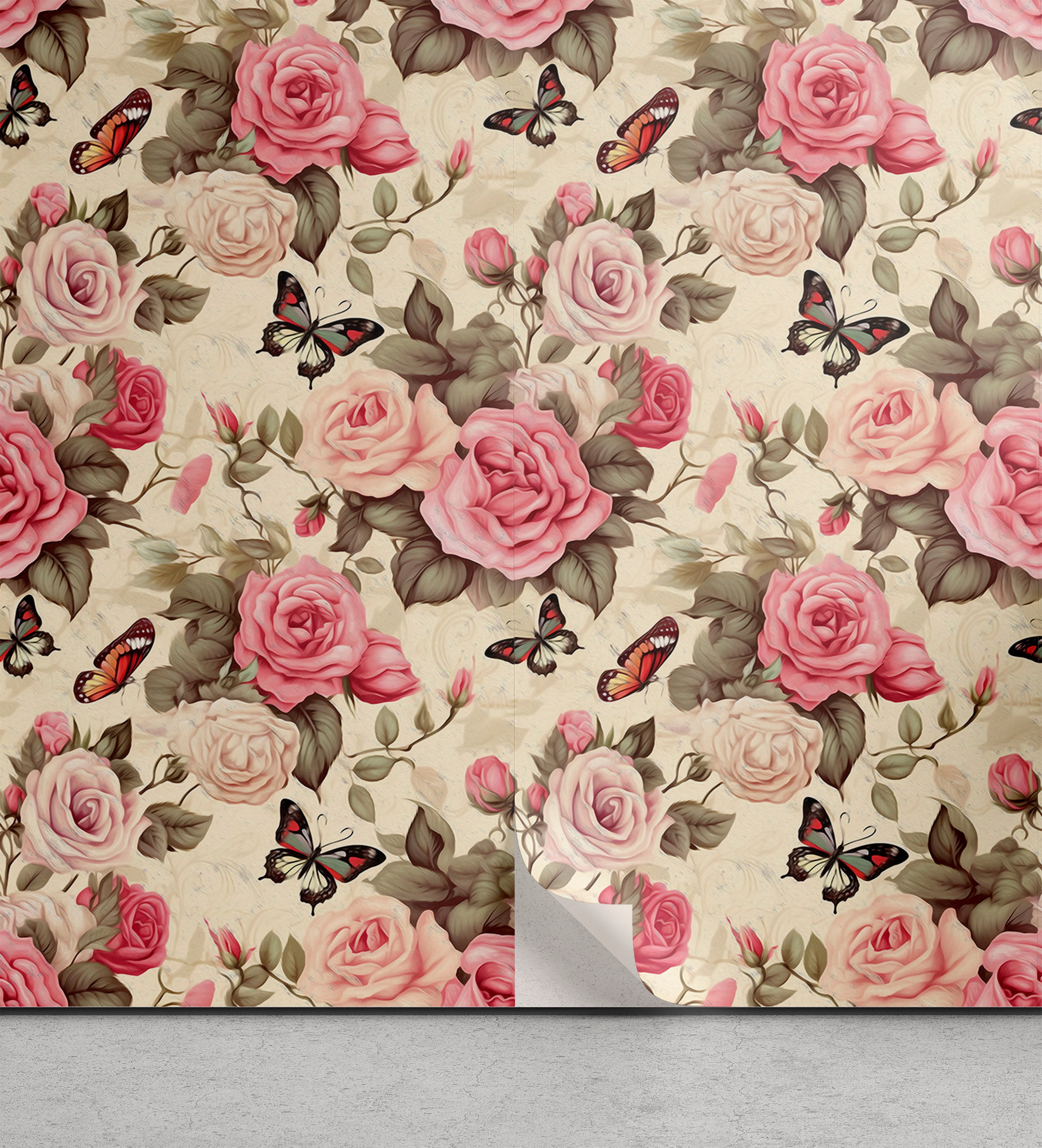 Ambesonne Floral Peel & Stick Wallpaper for Home, Botany Nostalgia ...