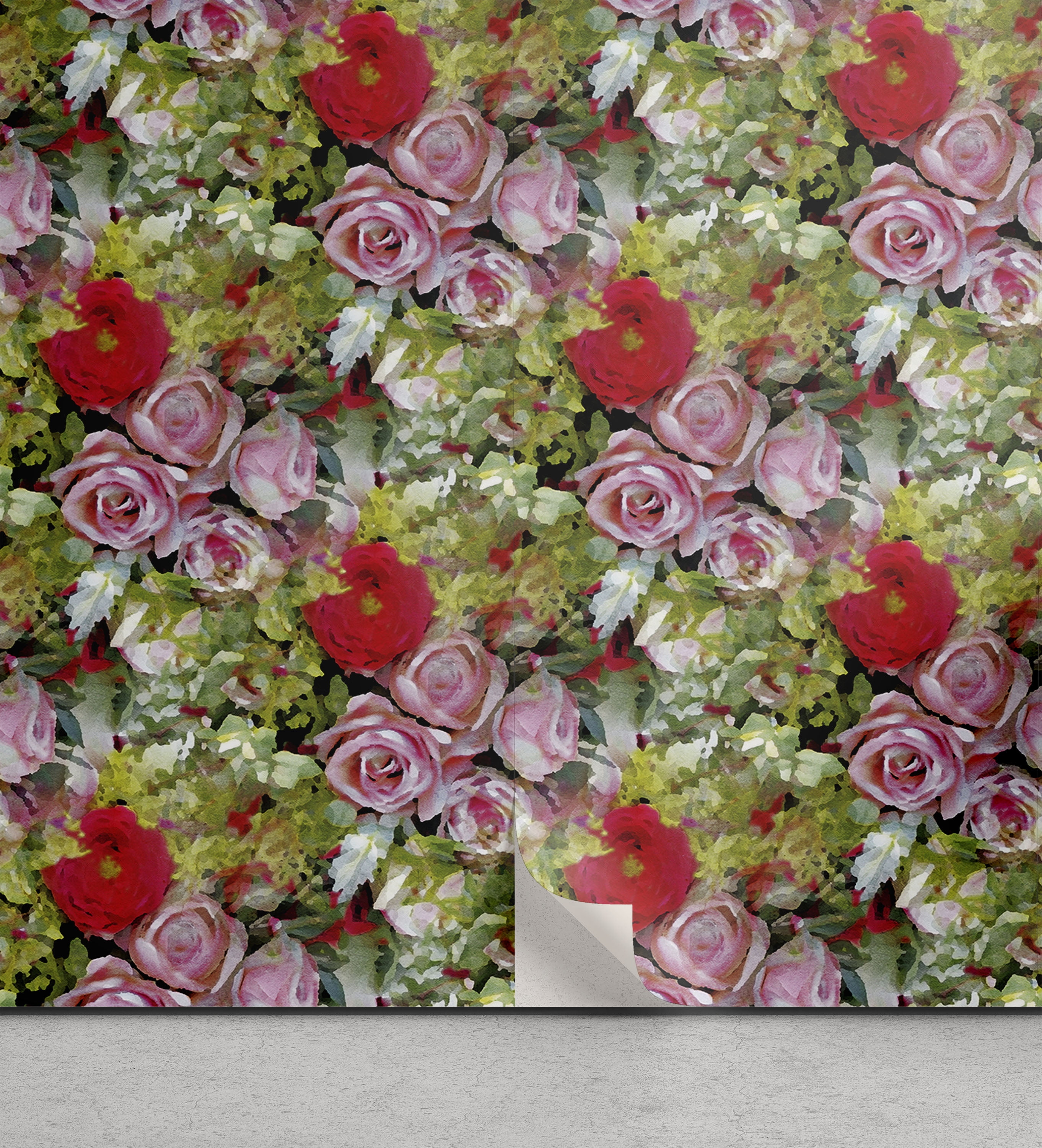 Ambesonne Floral Peel & Stick Wallpaper for Home, Classican Roses Paint ...