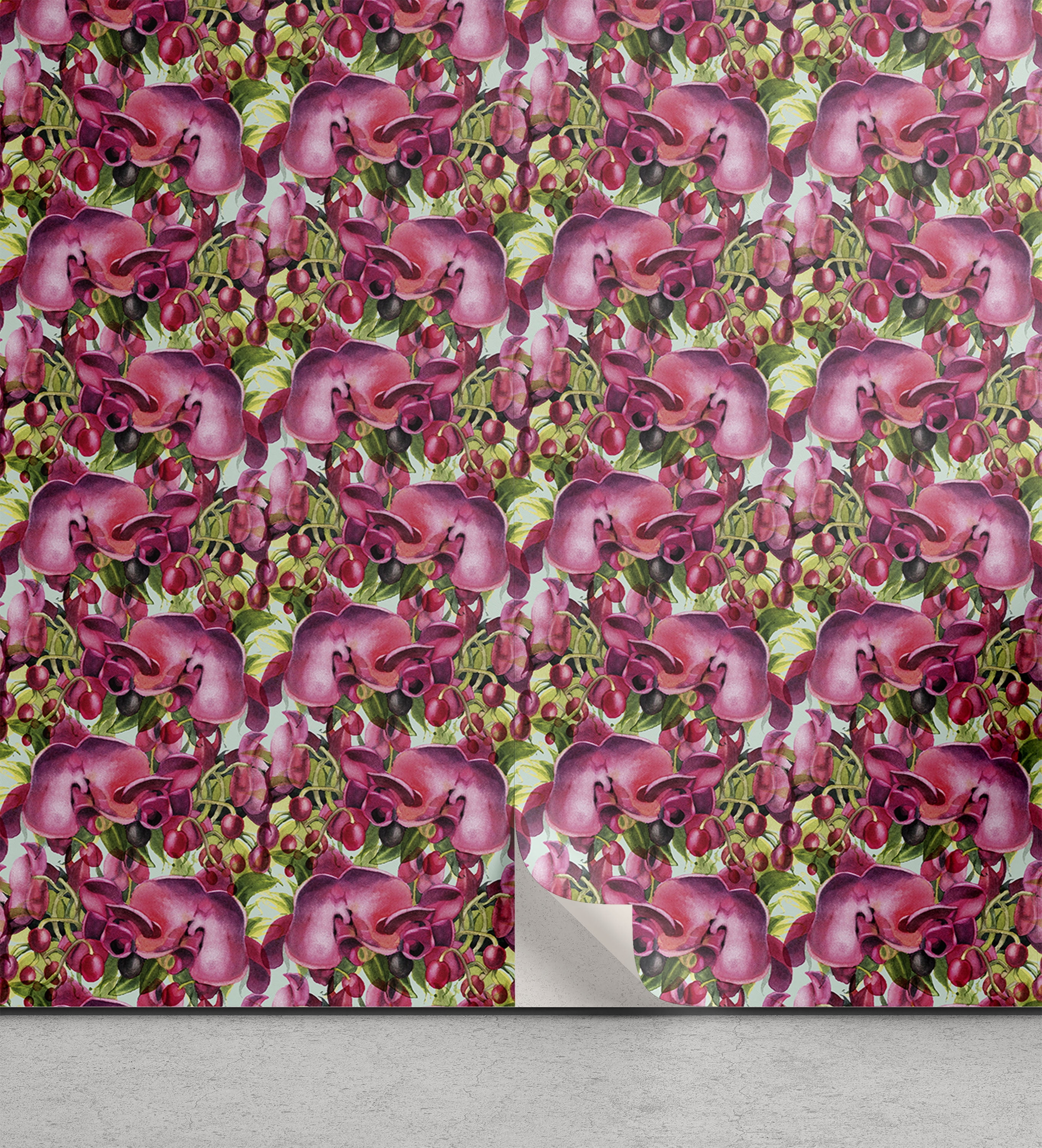 Ambesonne Floral Peel & Stick Wallpaper for Home, Dark Red Orchids ...
