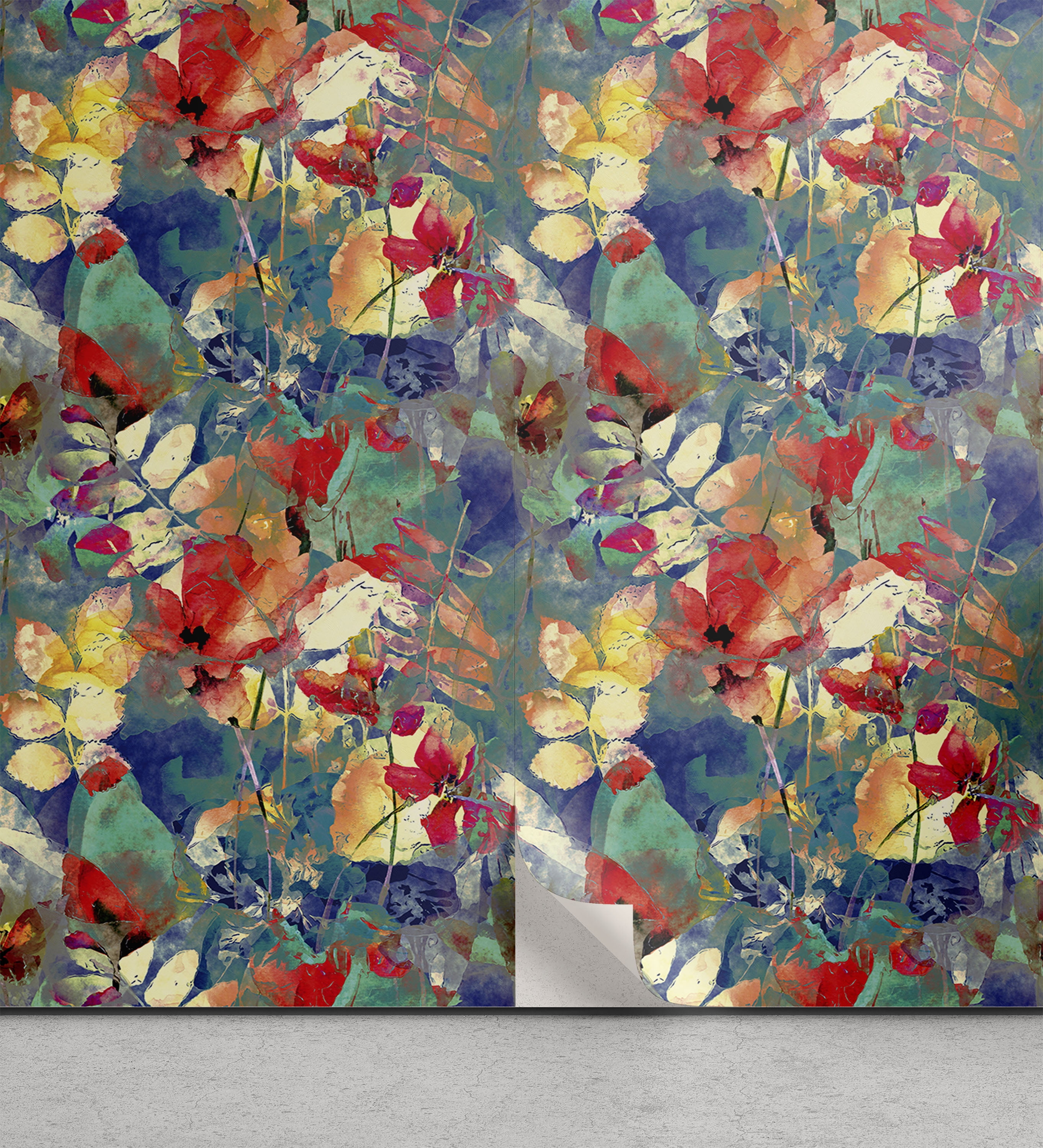Ambesonne Floral Peel & Stick Wallpaper for Home, Jumble Wild Flowers ...