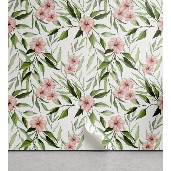 Ambesonne Floral Peel & Stick Wallpaper for Home, Modern Urban Jungle Flowers, 13"x36", Pale ...
