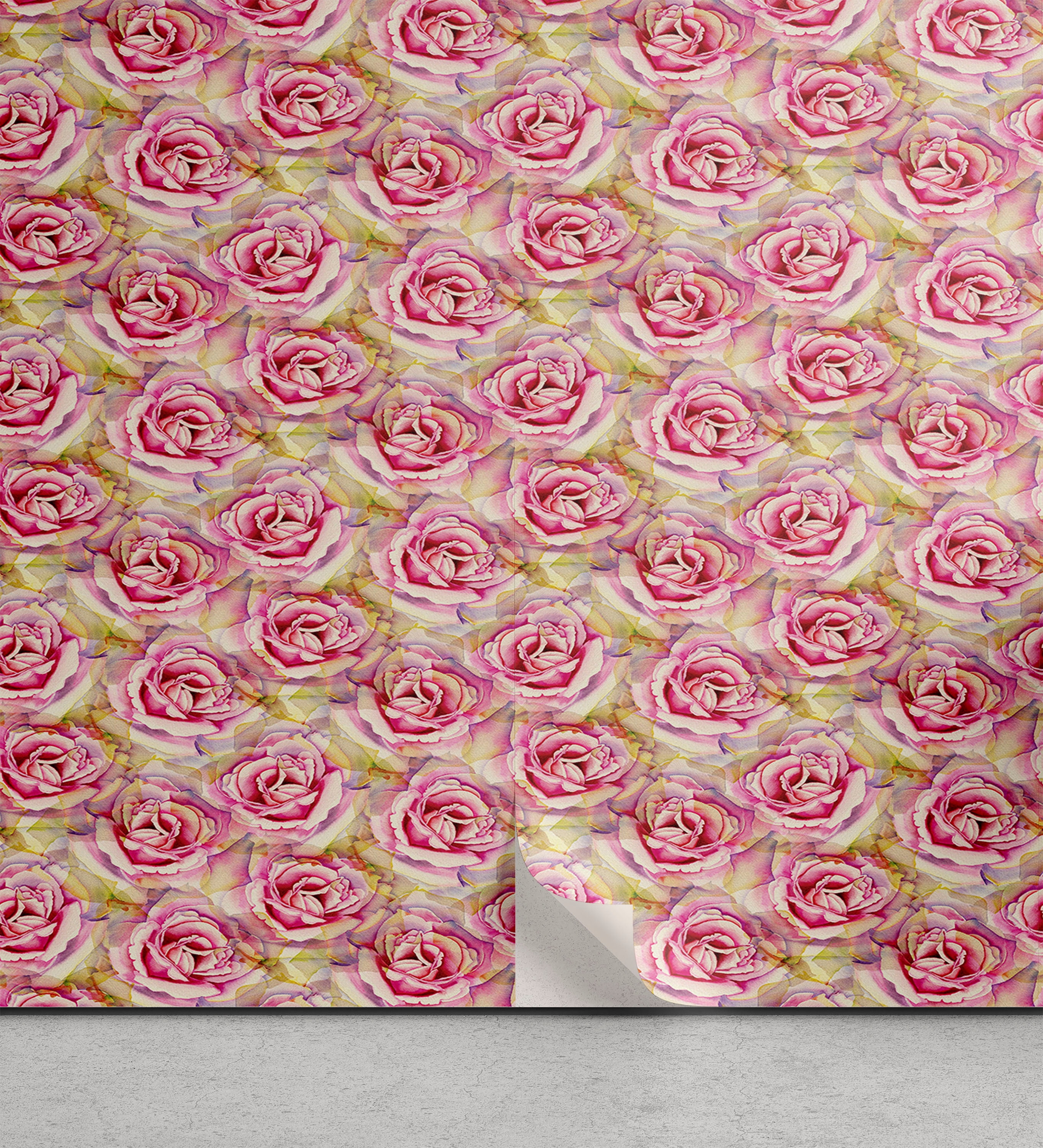 Ambesonne Floral Peel & Stick Wallpaper for Home, Overlapping Roses ...