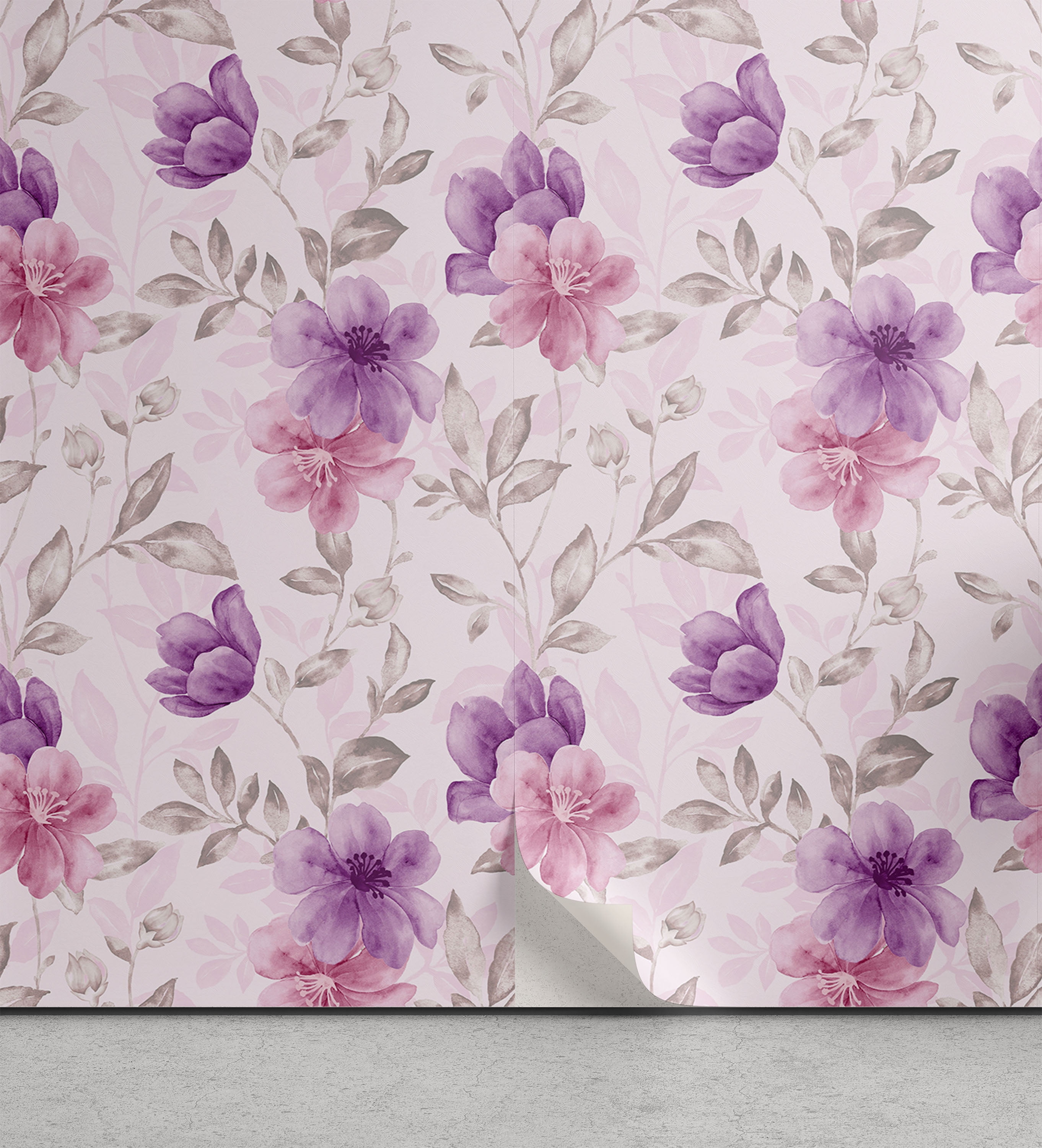 Ambesonne Floral Peel & Stick Wallpaper for Home, Pastel Soft Flowers ...