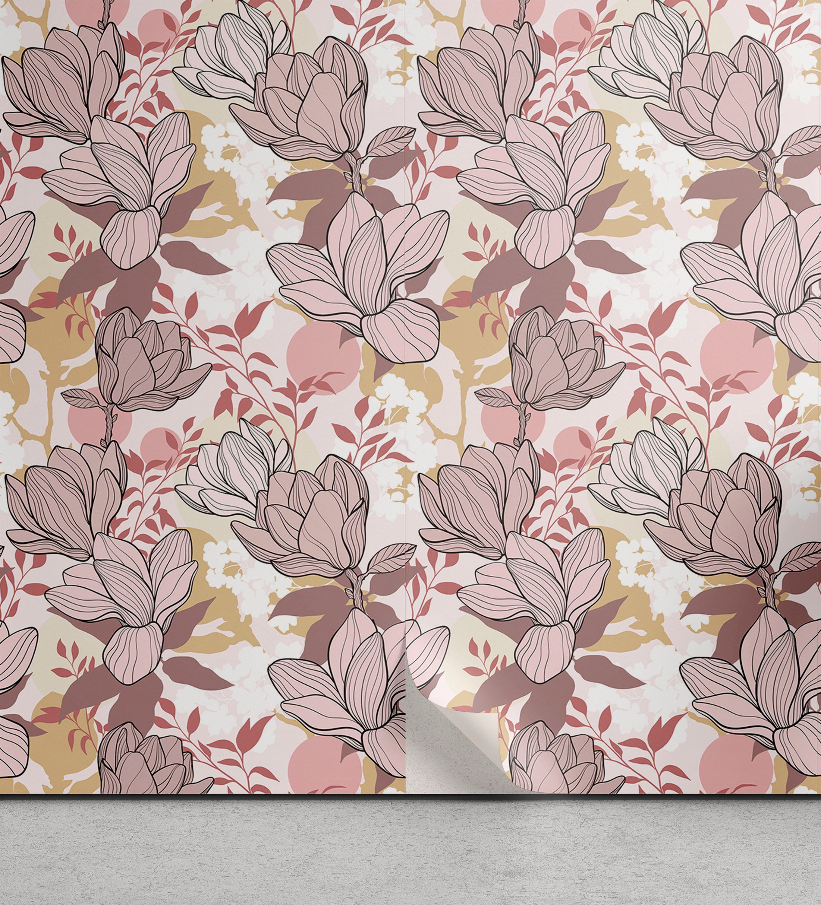 Ambesonne Floral Peel & Stick Wallpaper for Home, Peaceful Delicate ...