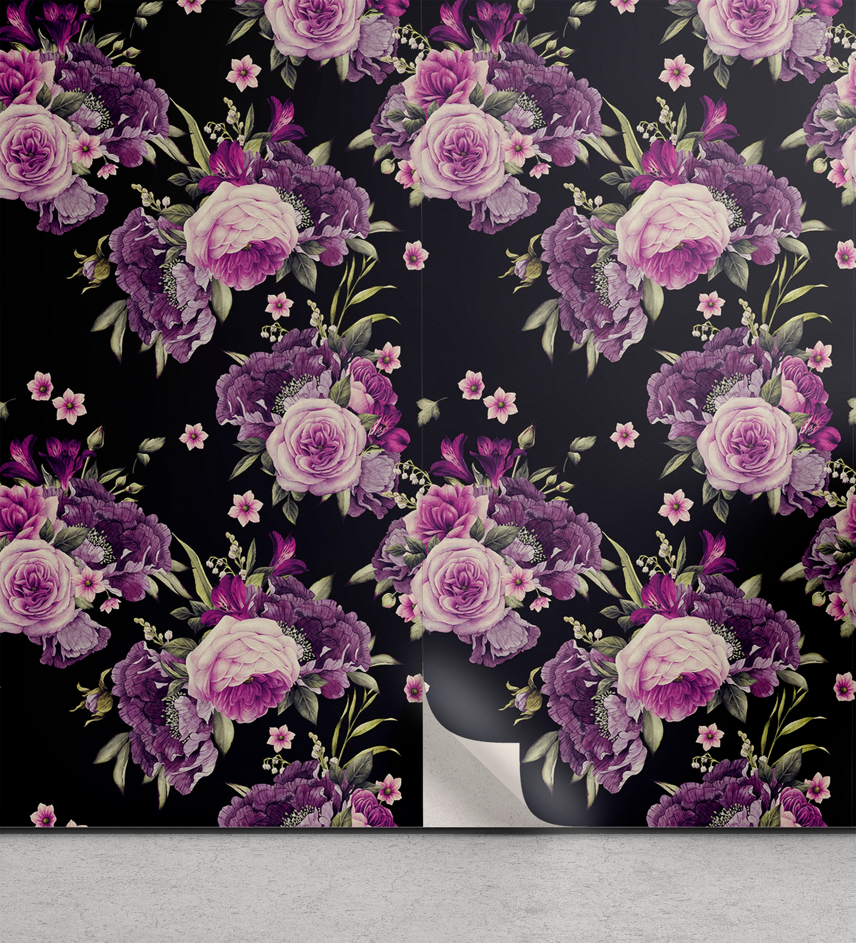 Ambesonne Floral Peel & Stick Wallpaper for Home, Peonies and Lilies ...