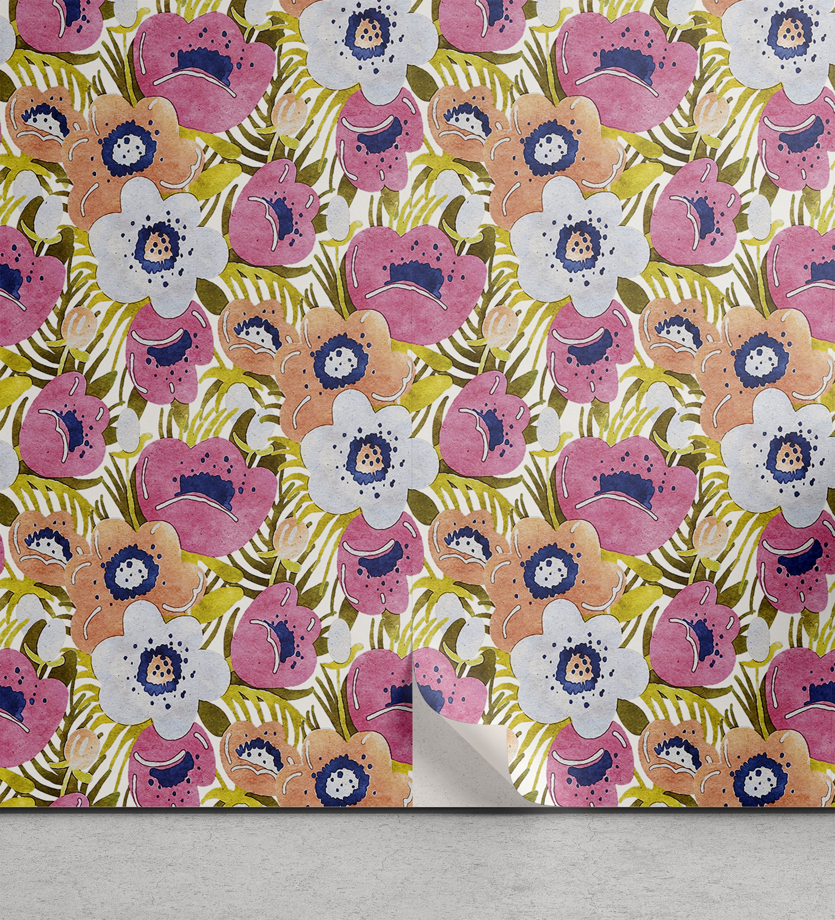 Ambesonne Floral Peel & Stick Wallpaper for Home, Tulips Pastel Tones ...