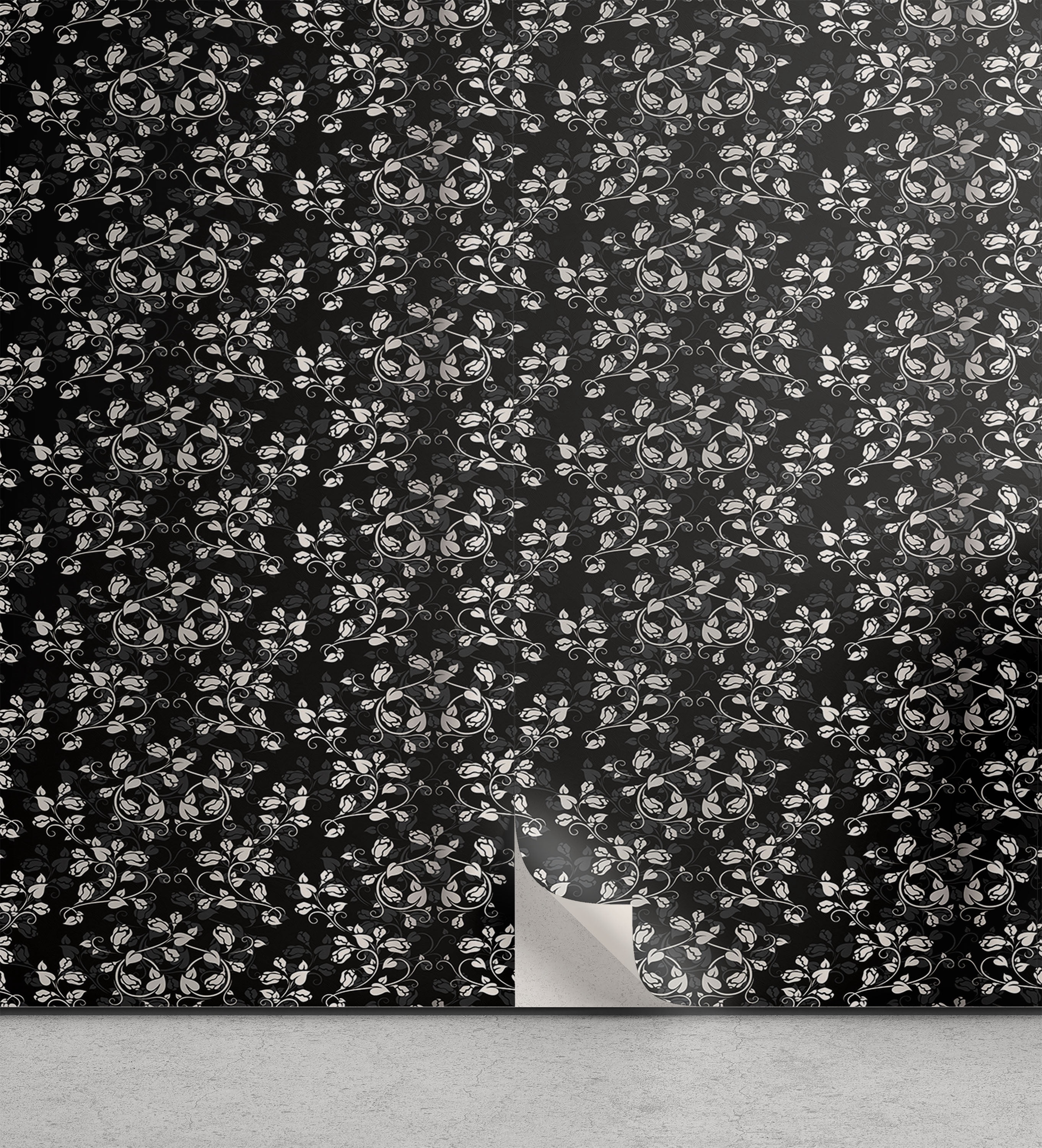 Ambesonne Floral Peel & Stick Wallpaper for Home, Victorian Curlicue ...