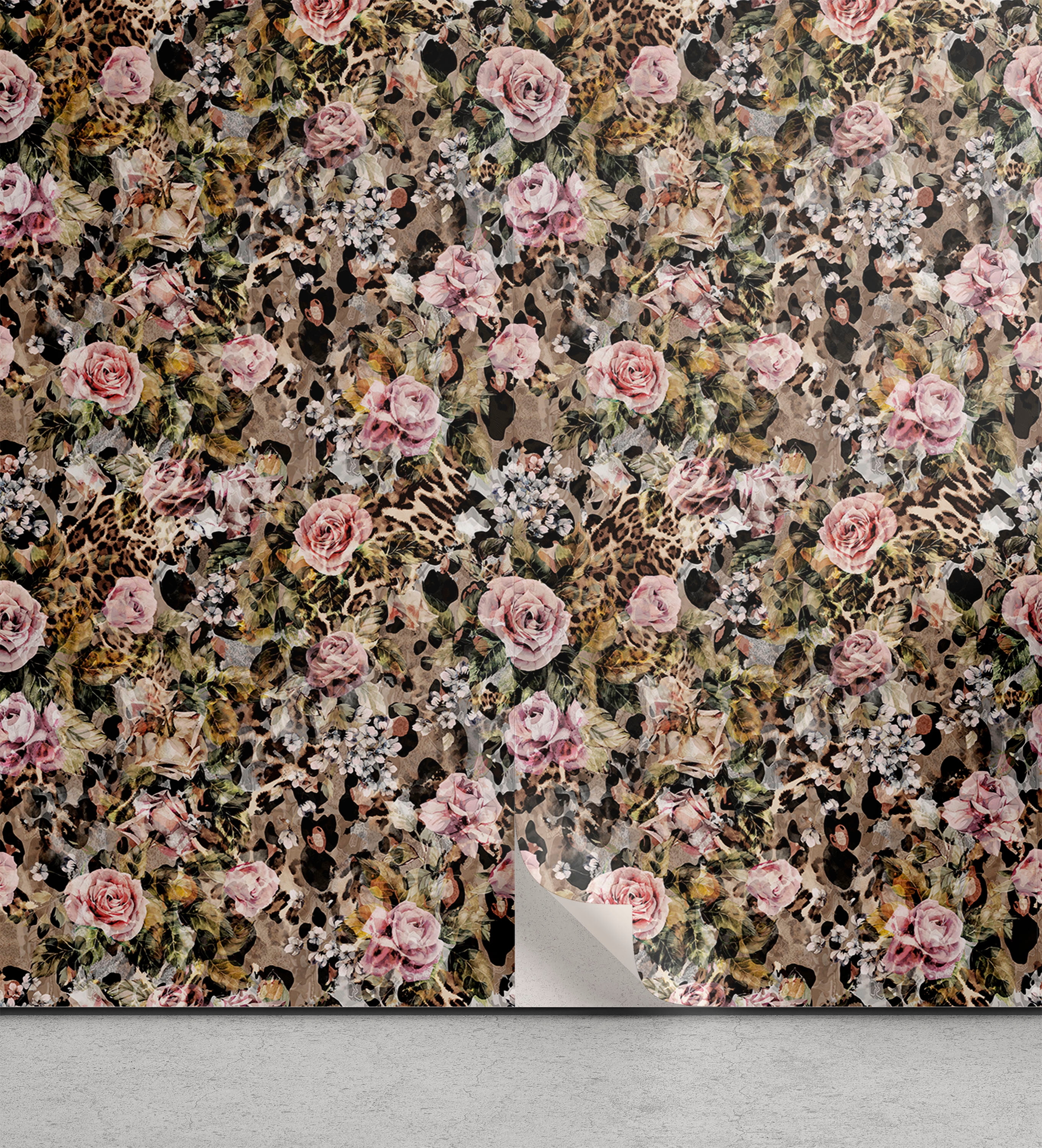 Ambesonne Floral Peel & Stick Wallpaper for Home, Wild Rose Pattern ...