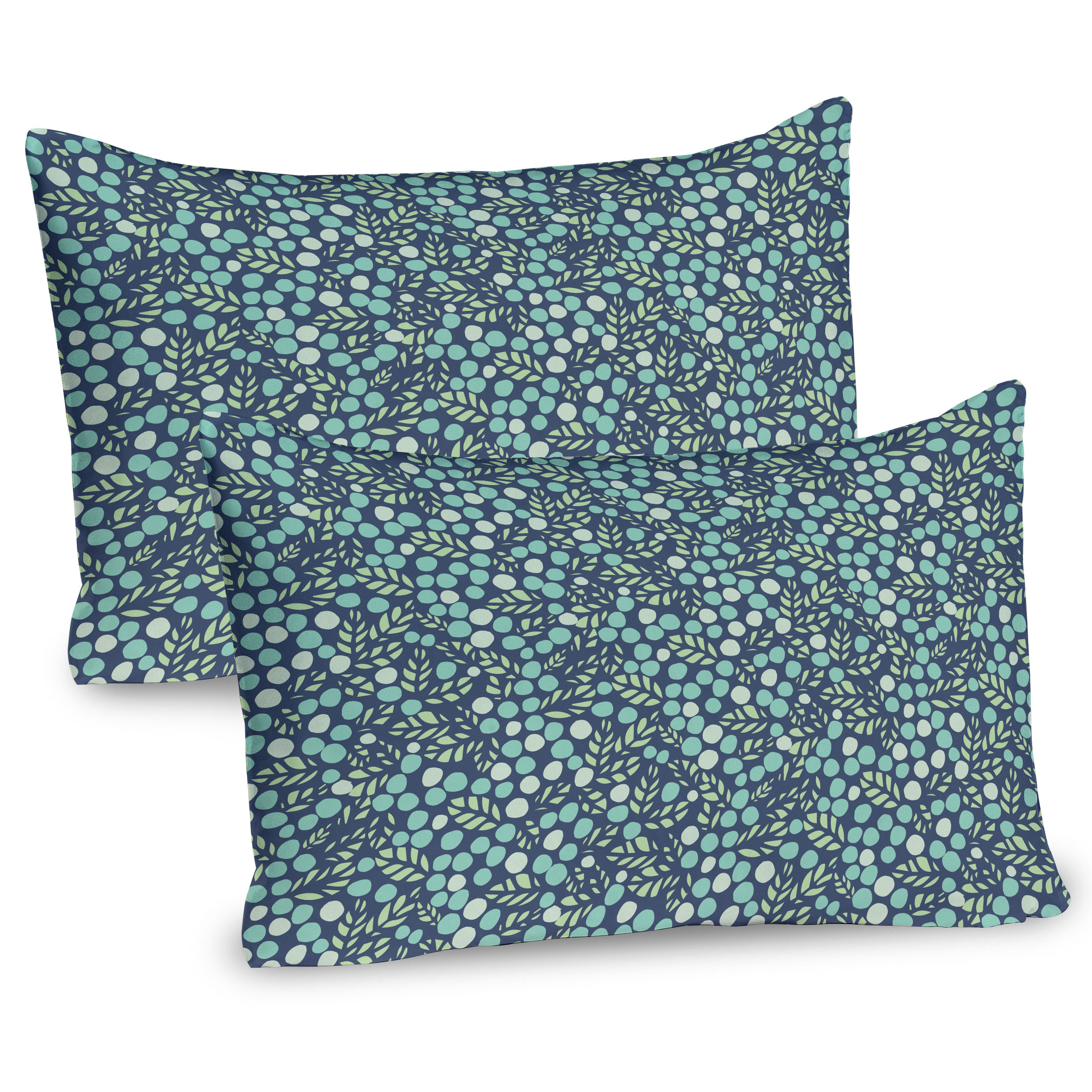 Ambesonne Floral Pillow Sham 2 Pack, Round Bloom and Leaves, 30"x20 ...