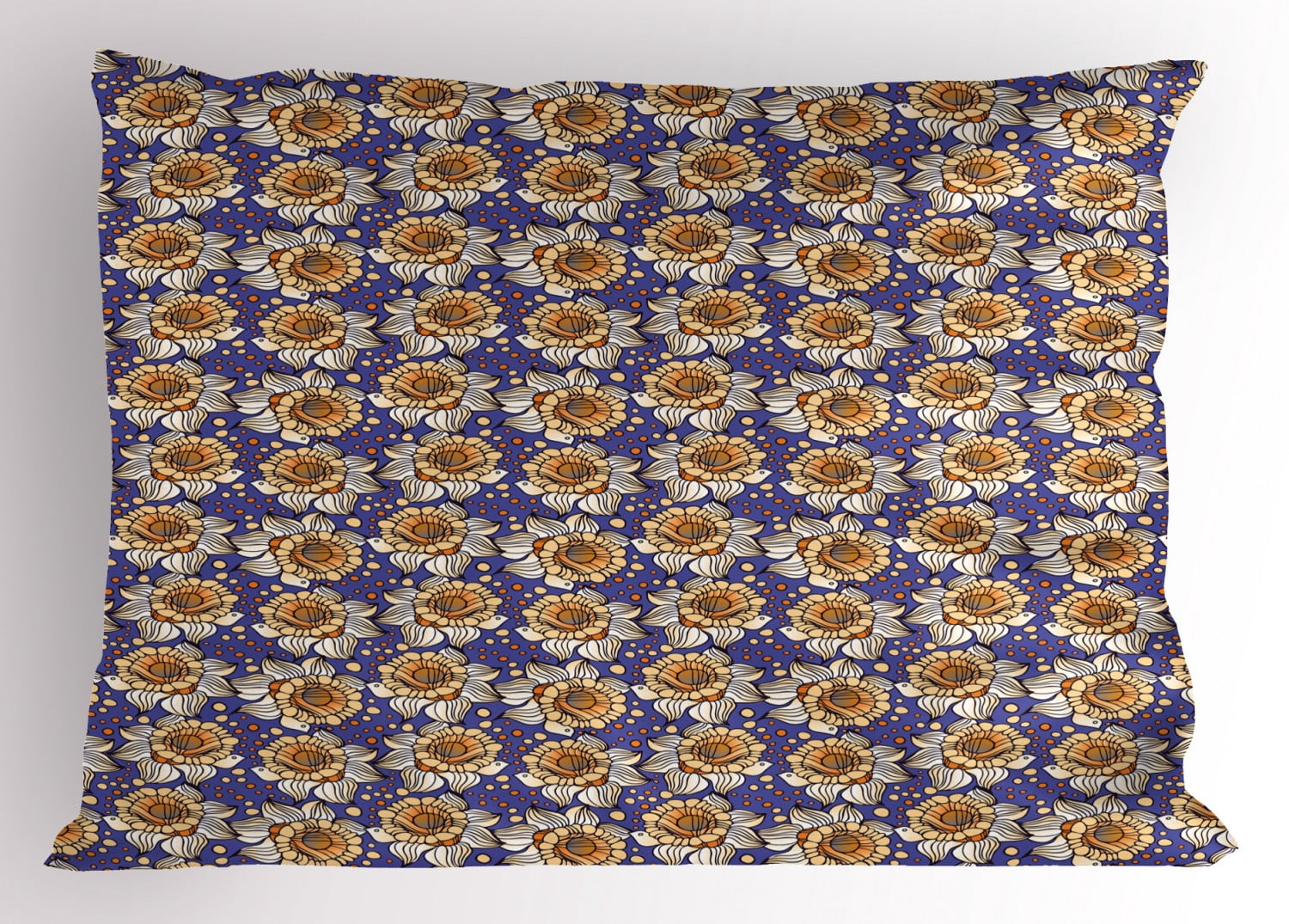 Ambesonne Floral Pillow Sham, Flowers Round Spots, 36" X 20", Dark ...
